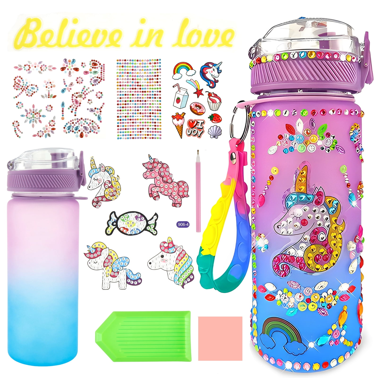 Wekvgz Water Bottle Kits Pretty Colorful Kids Water Bottle Gifts Safe ...