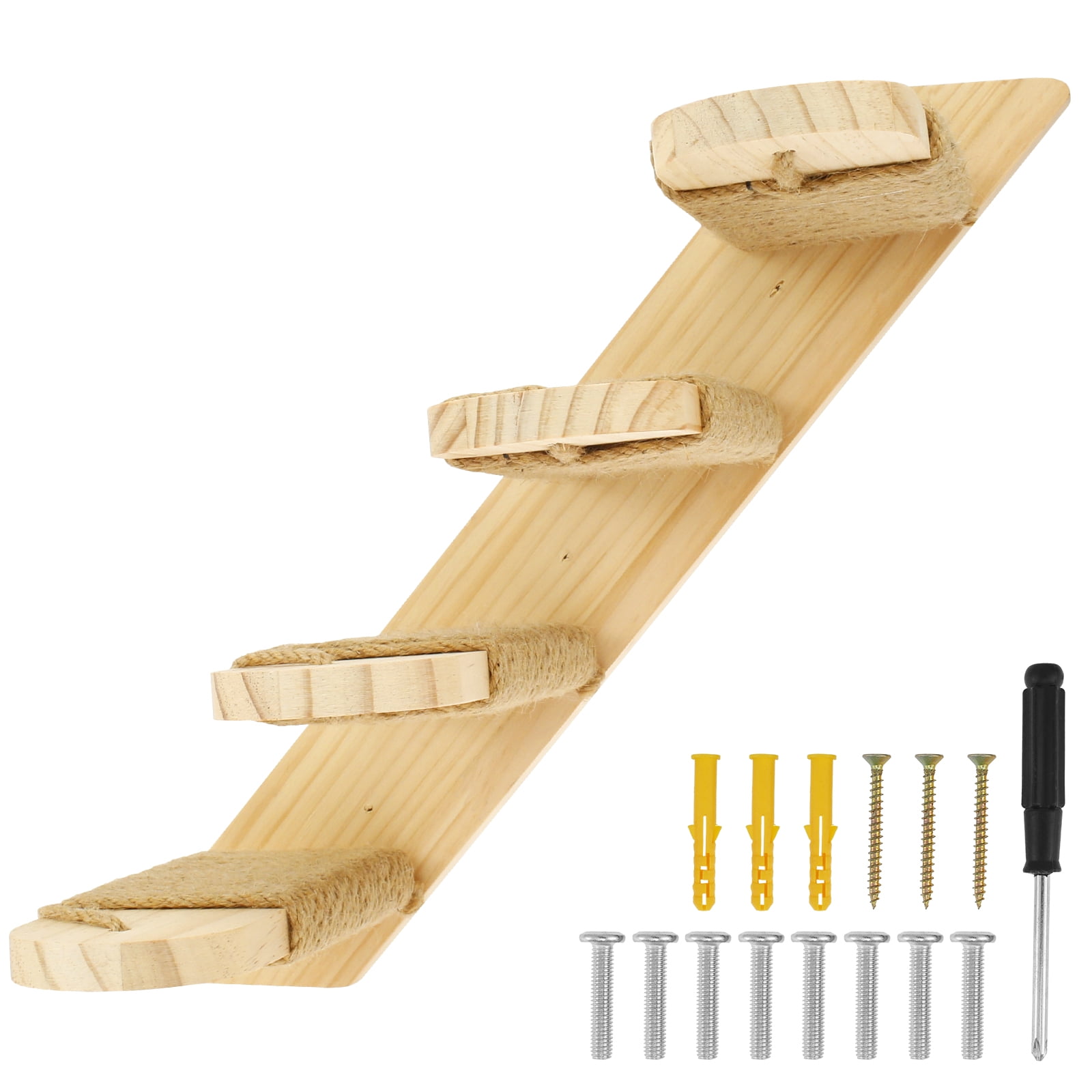 Wekvgz Wood Cat Wall Stairs With Sisal Rope Four Layers Wall Mounted ...