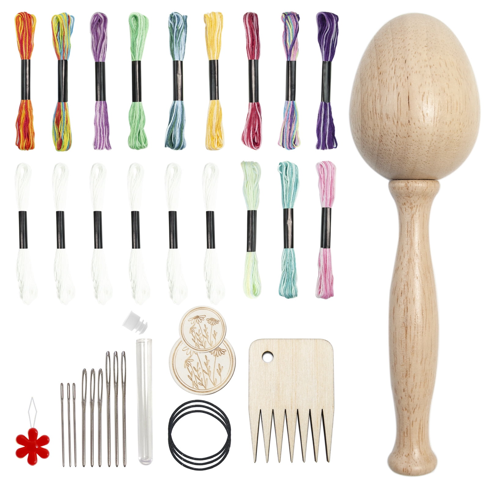 Wekvgz Wood Darning Egg Complete Darning Egg Weaving Tool Set with 13 ...