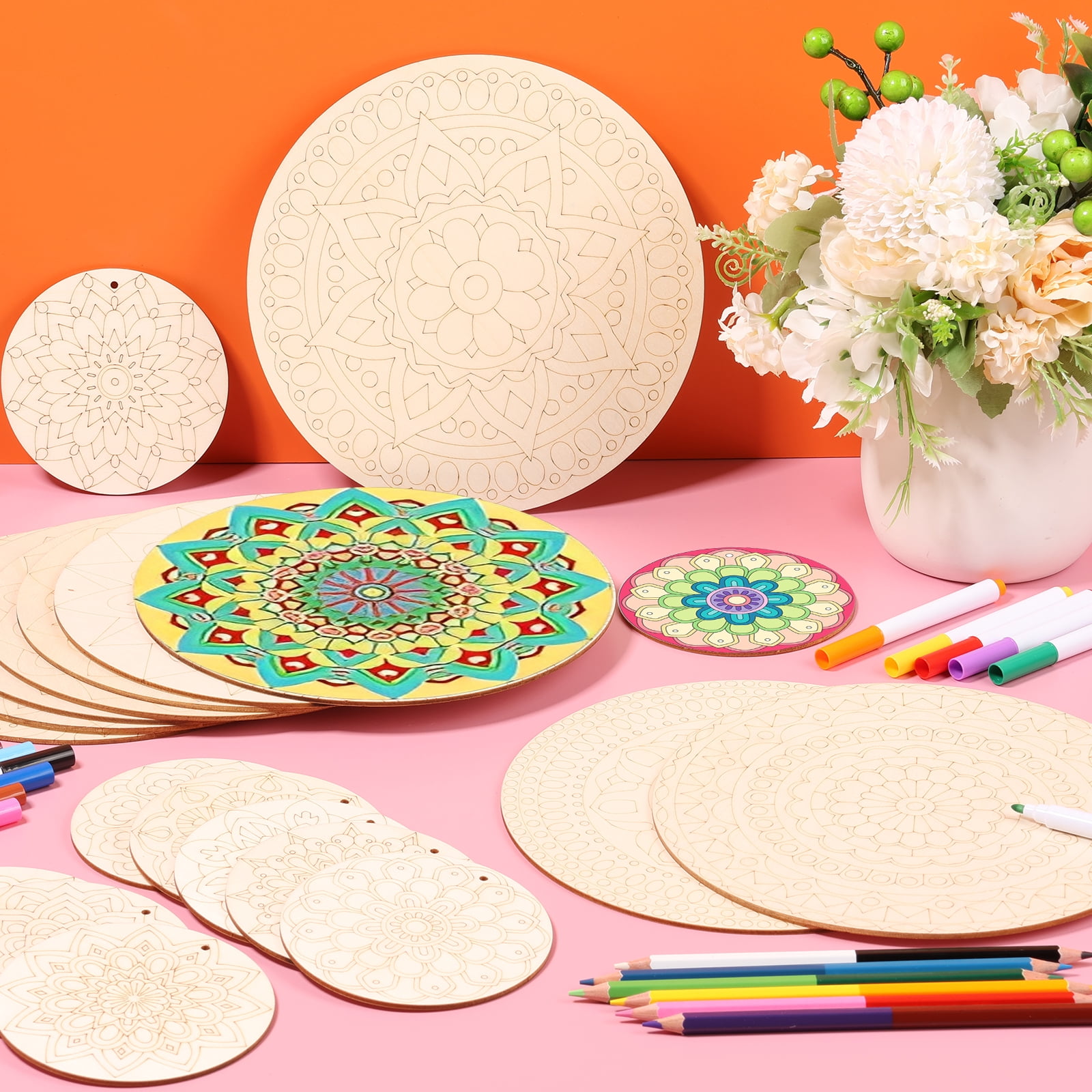 Wekvgz Wood Mandala Painting Kit Includes 20 Mandala Unfinished Wood ...