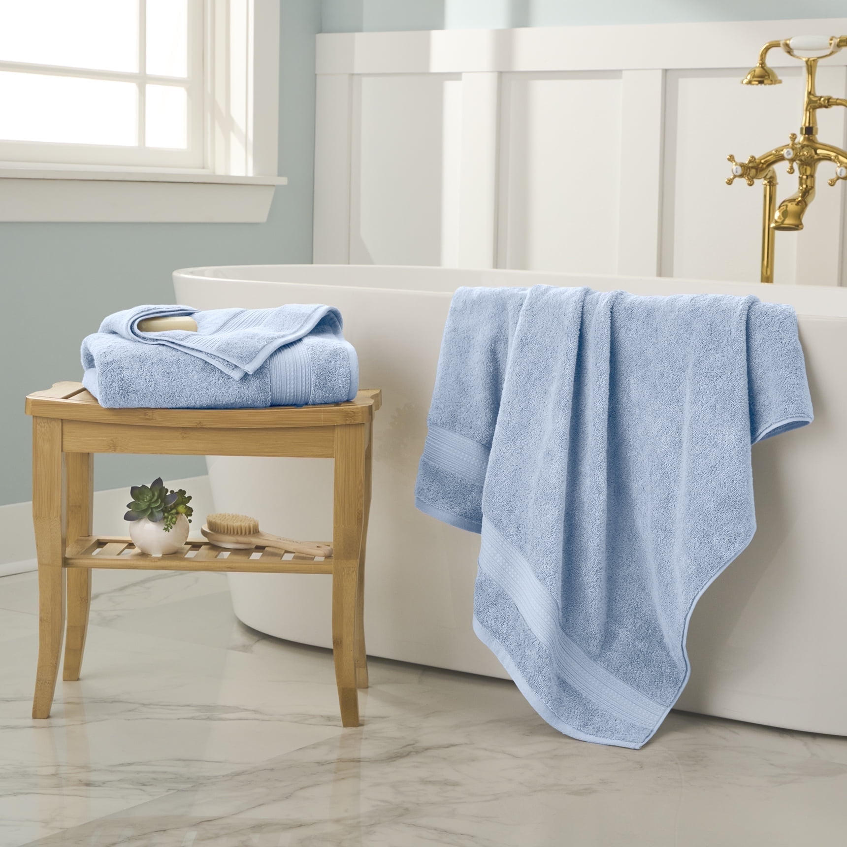 WelHome 100% Cotton 2 Piece Ultra SOFT TWIST Solid Bath Towels Set, 600 ...