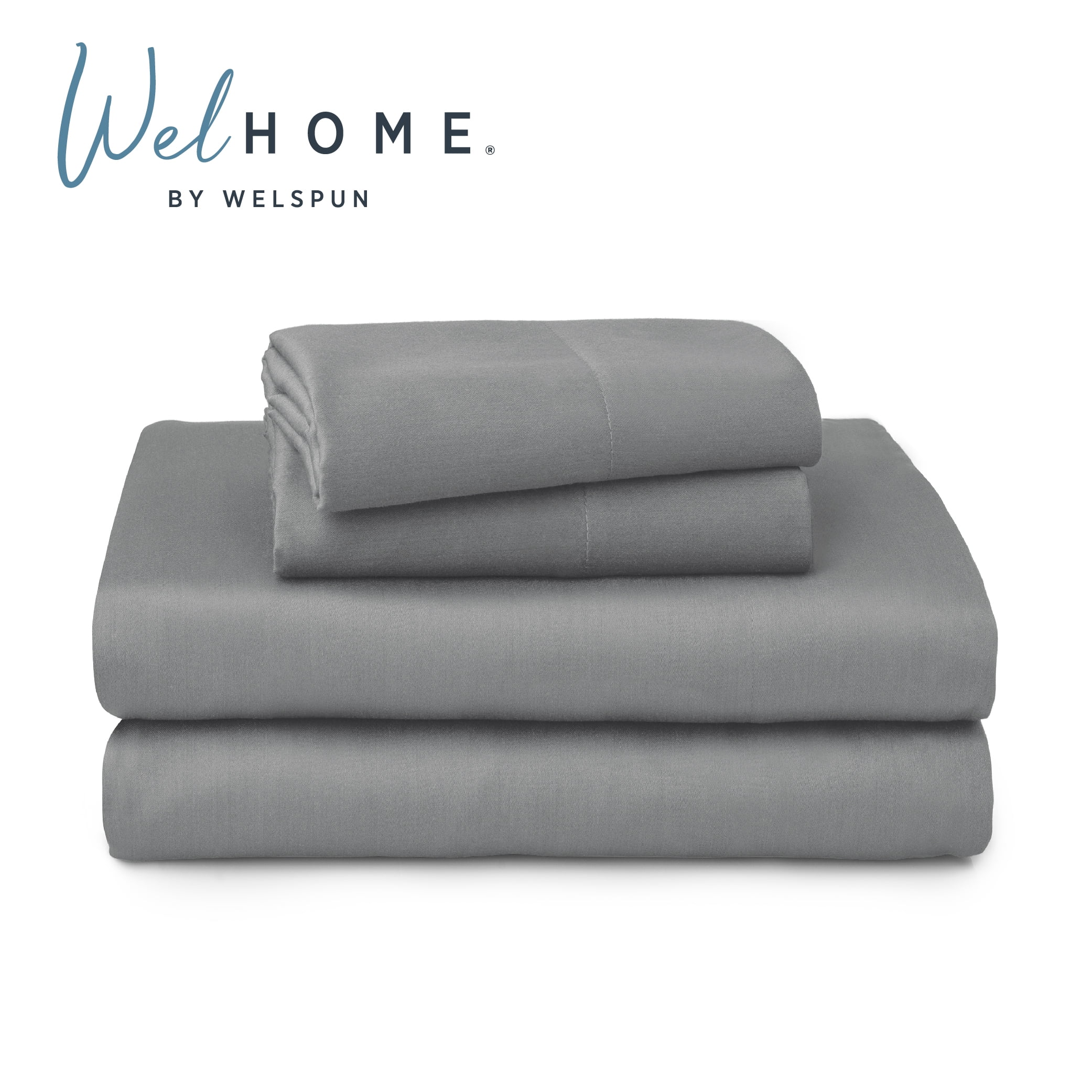 WelHome 100% Cotton Percale 4-Piece Full Size Deep Pocket Bed Sheets ...
