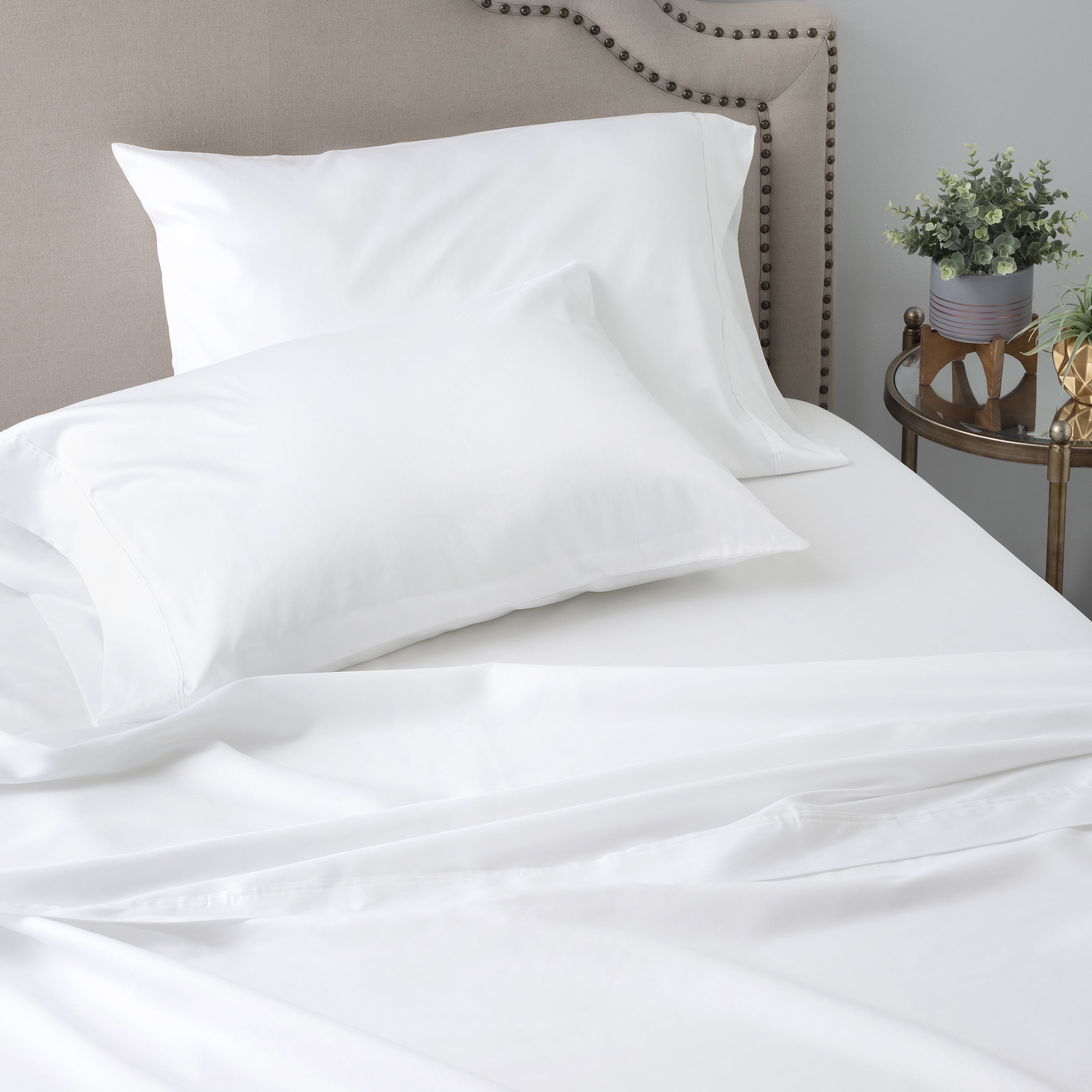 WelHome 100% Cotton Sheet Set, Full Size Bed Sheets, Wrinkle-Resistant ...