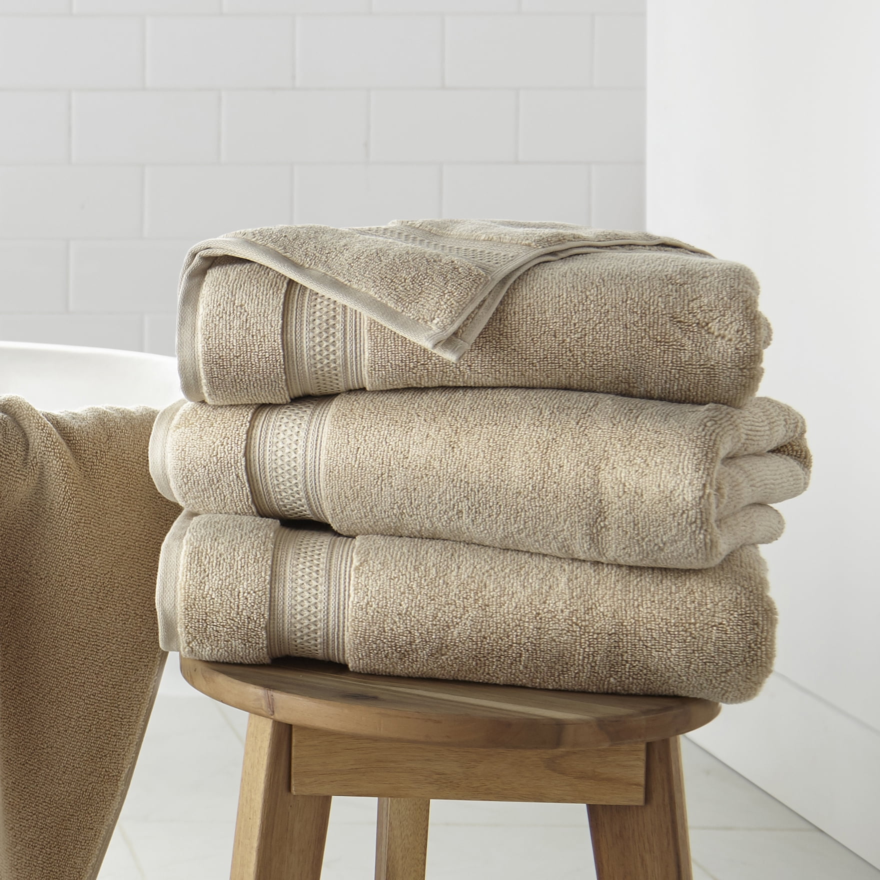 WelHome 100% HYGROCOTTON® 4-Piece Solid Soft Bath Towels Set, Castle ...