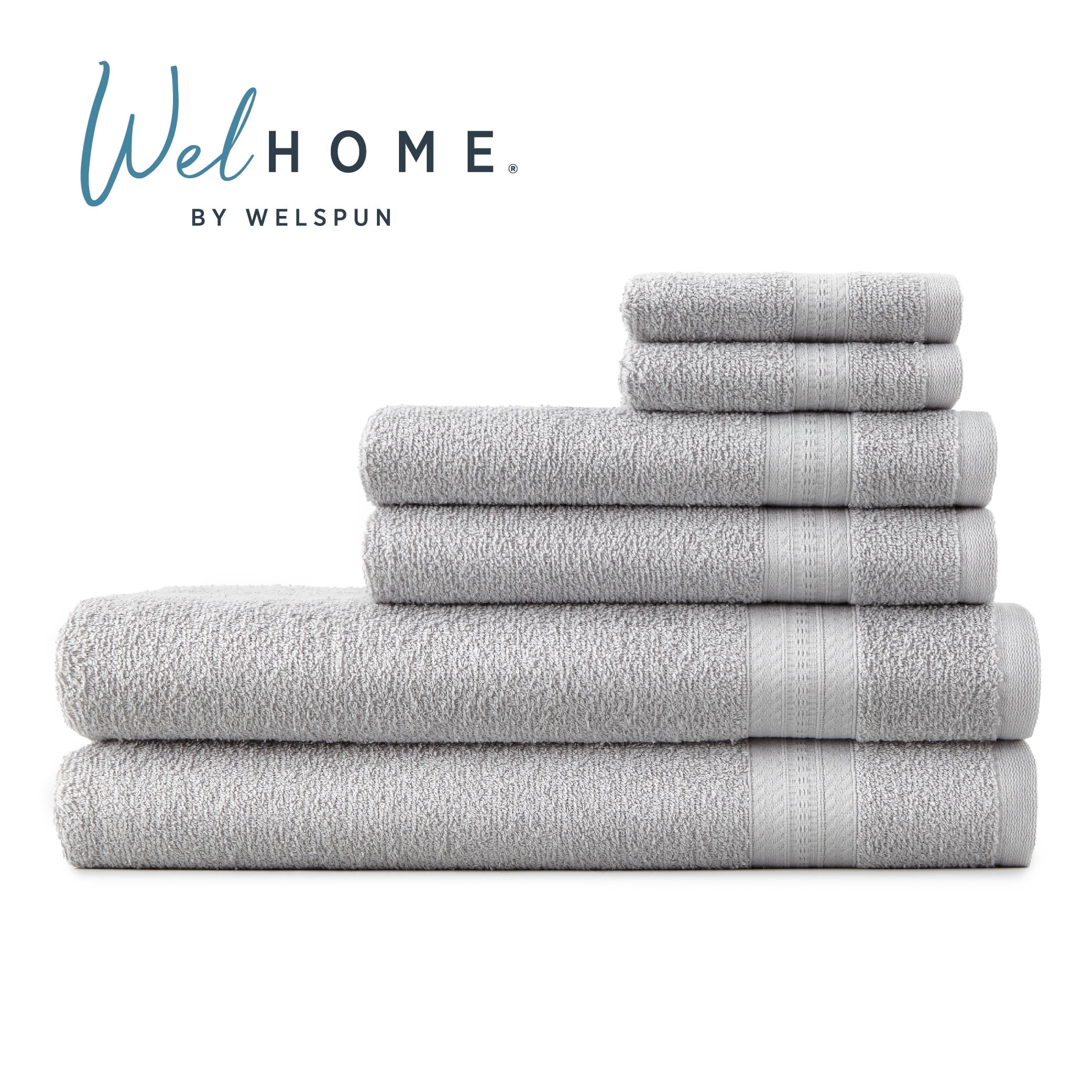 WelHome 6 Piece EVERYDAY USE 100% Cotton Bathroom Towels Set, 450 GSM ...