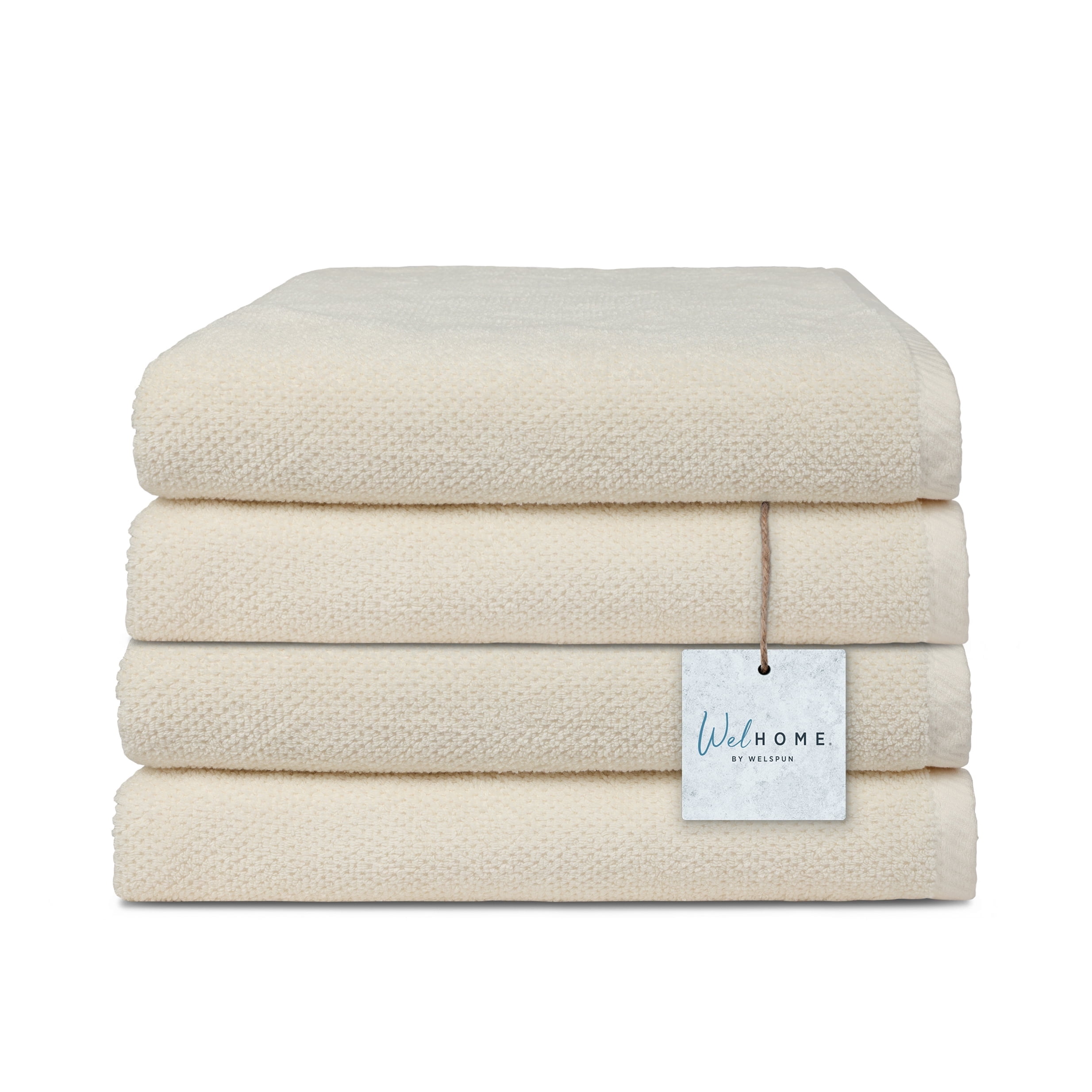 WelHome Premium Performance 4 Piece Towels Set, 100% Cotton, 600 GSM, 4 ...