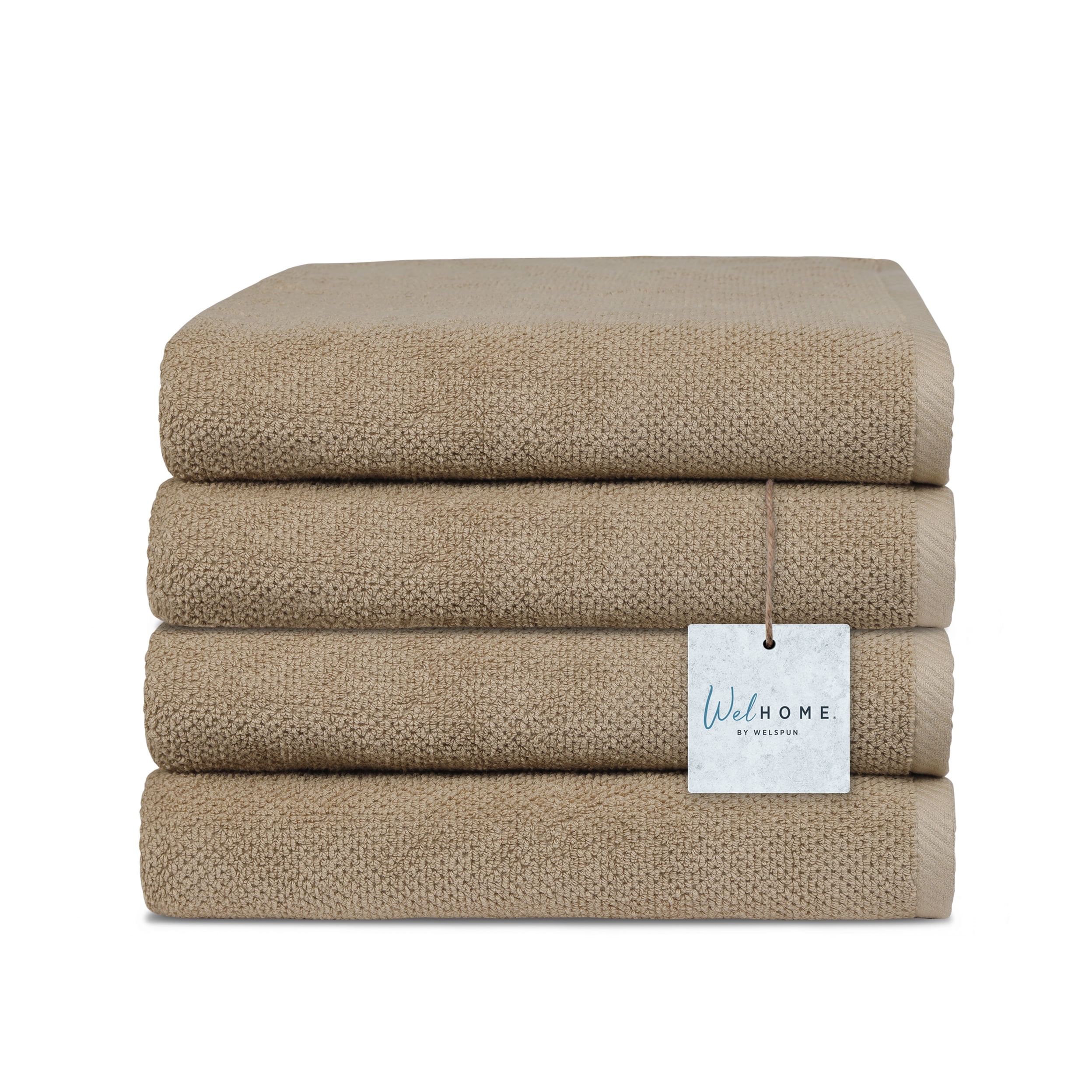 WelHome Premium Performance 4 Piece Towels Set, 100% Cotton, 600 GSM, 4 ...