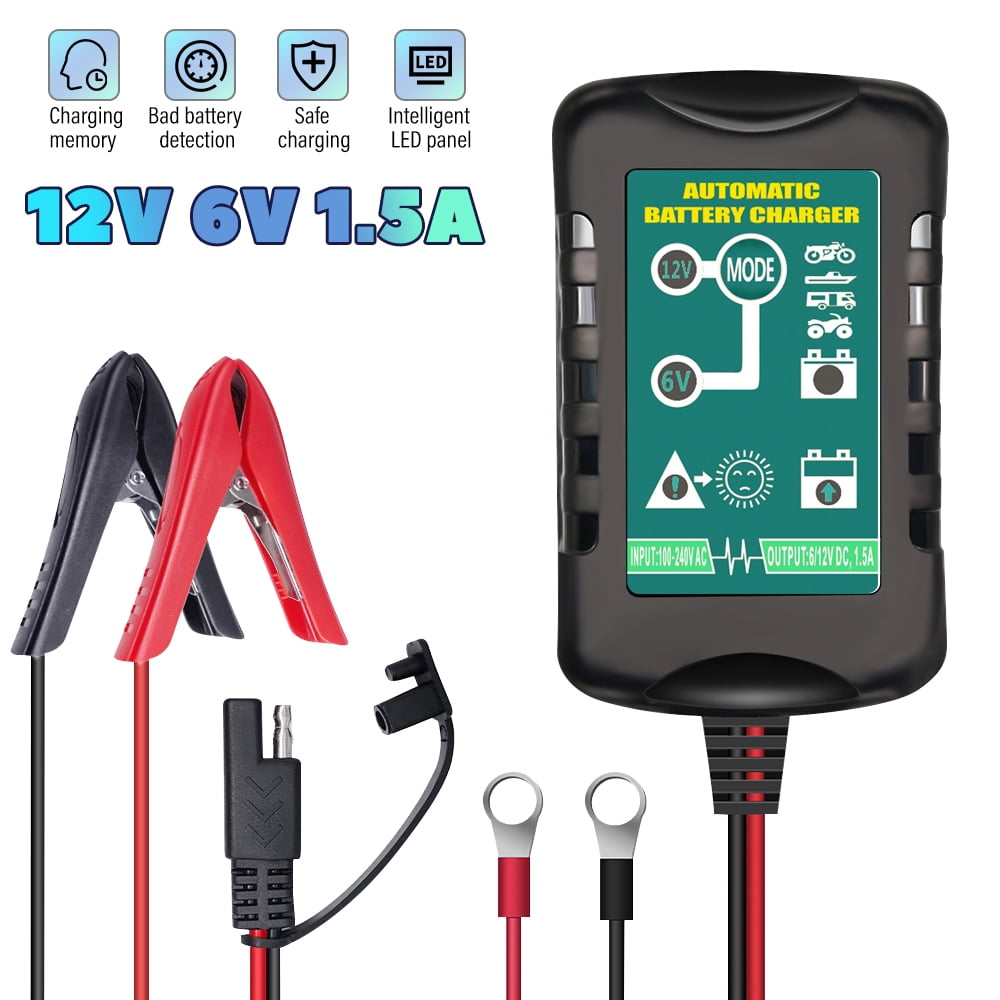 Welan 6V/12V 1.5A Smart Battery Charger and Maintainer with Light ...