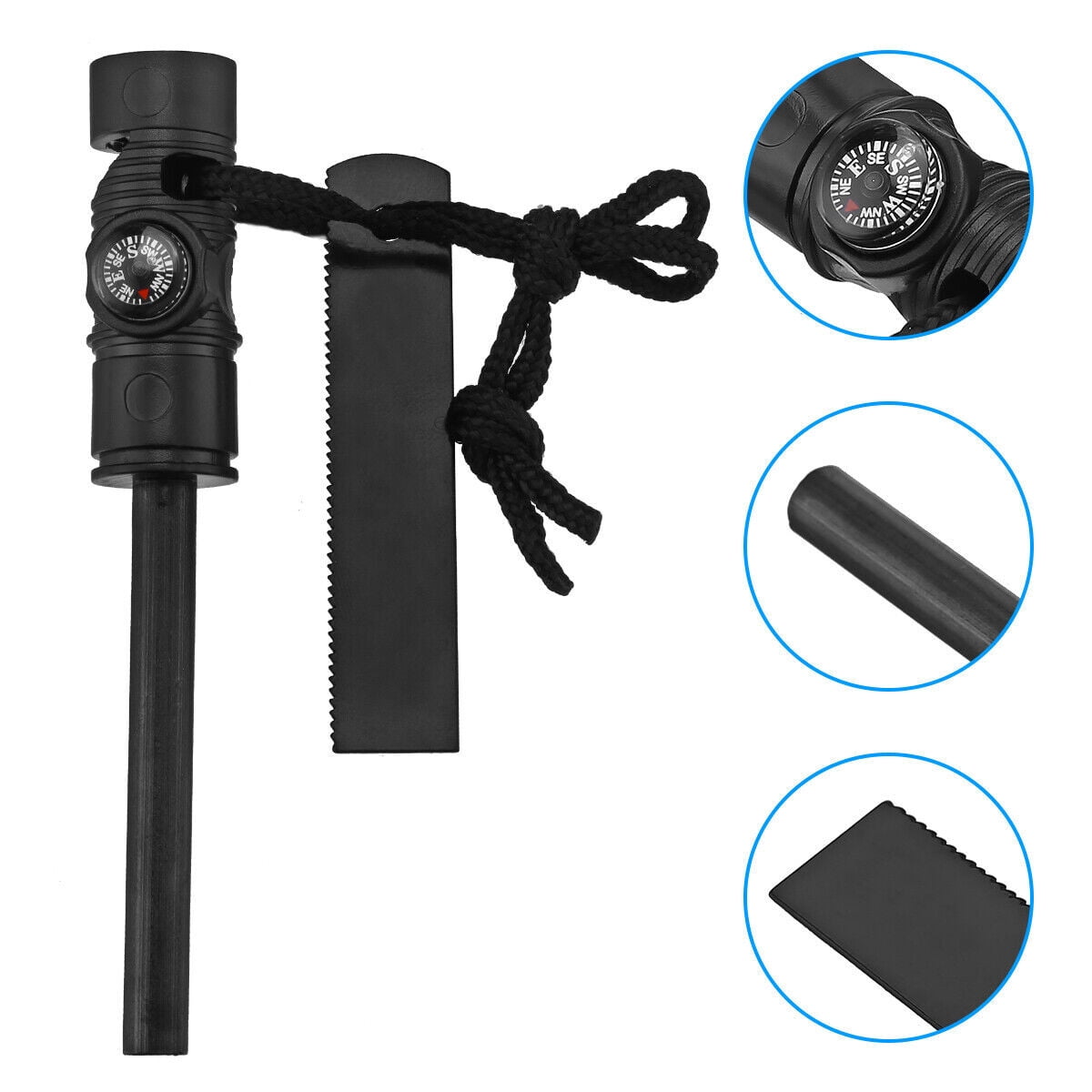 Welan Fire Starter, 3-in-1 Magnesium Rod with Emergency Whistle and ...