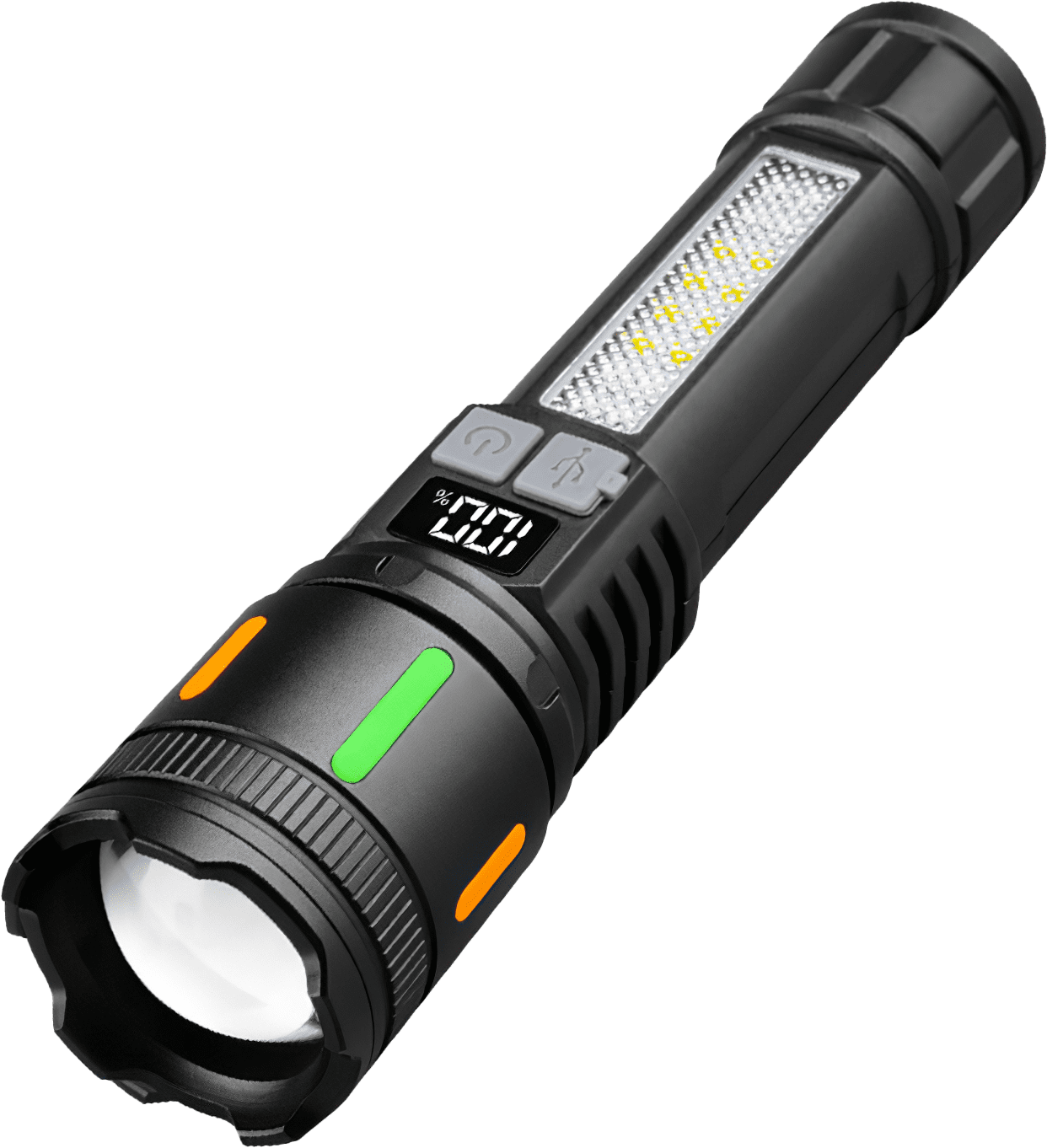 Welan Tactical Flashlight: Fluorescent-Striped, Digital Display ...