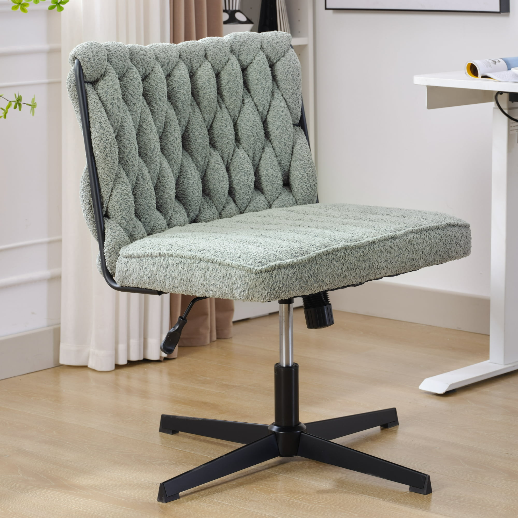 Welax Modern Upholstered Wide Armless Desk Chair, Adjustable Swivel ...