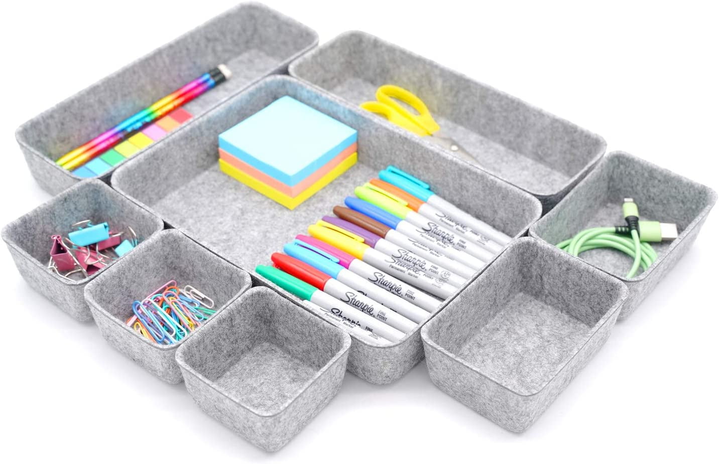 Welaxy Drawer organizers tray Felt storage bins office Desk Draw ...