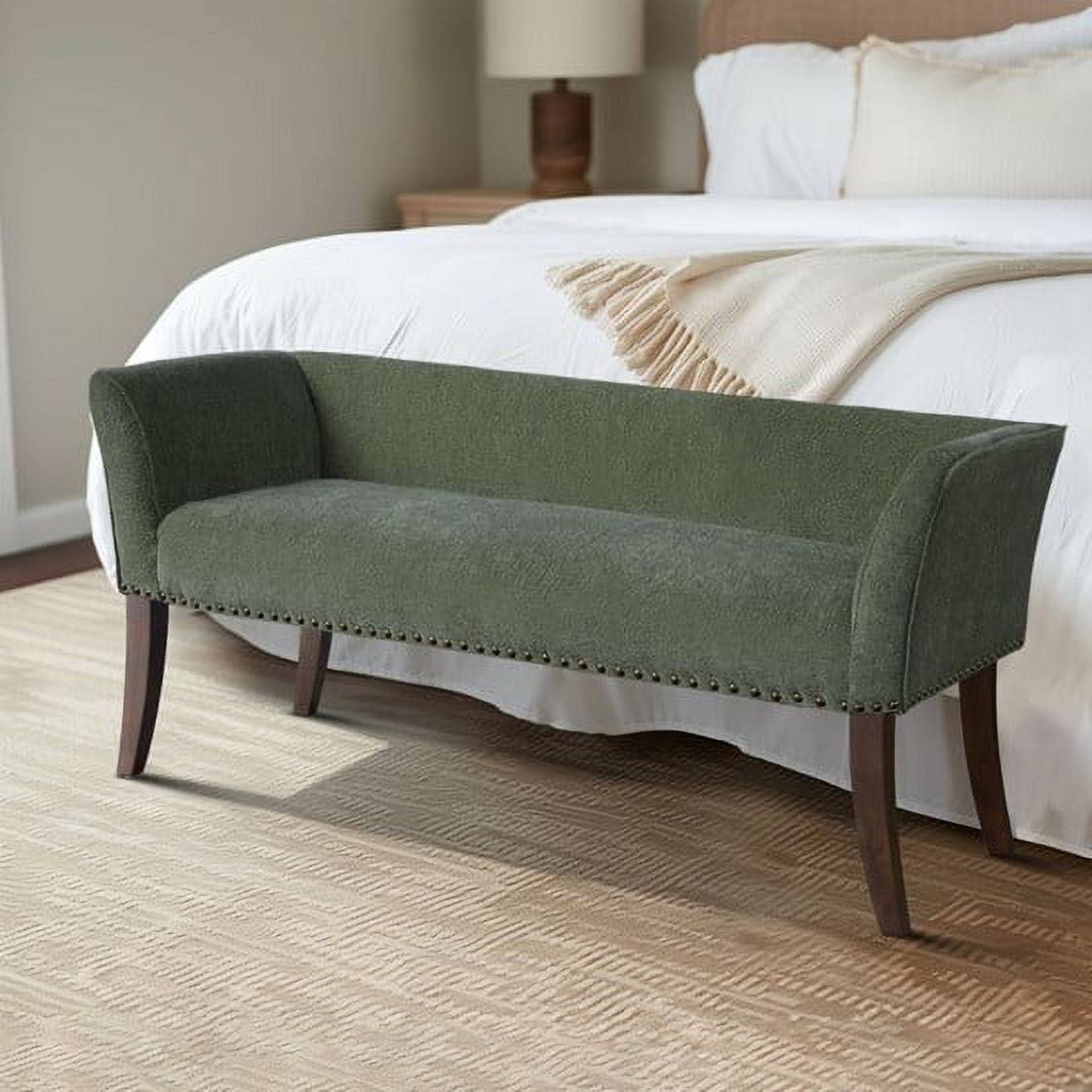 Welburn Upholstered Bench,Green Wood Furniture Primary Living Space ...