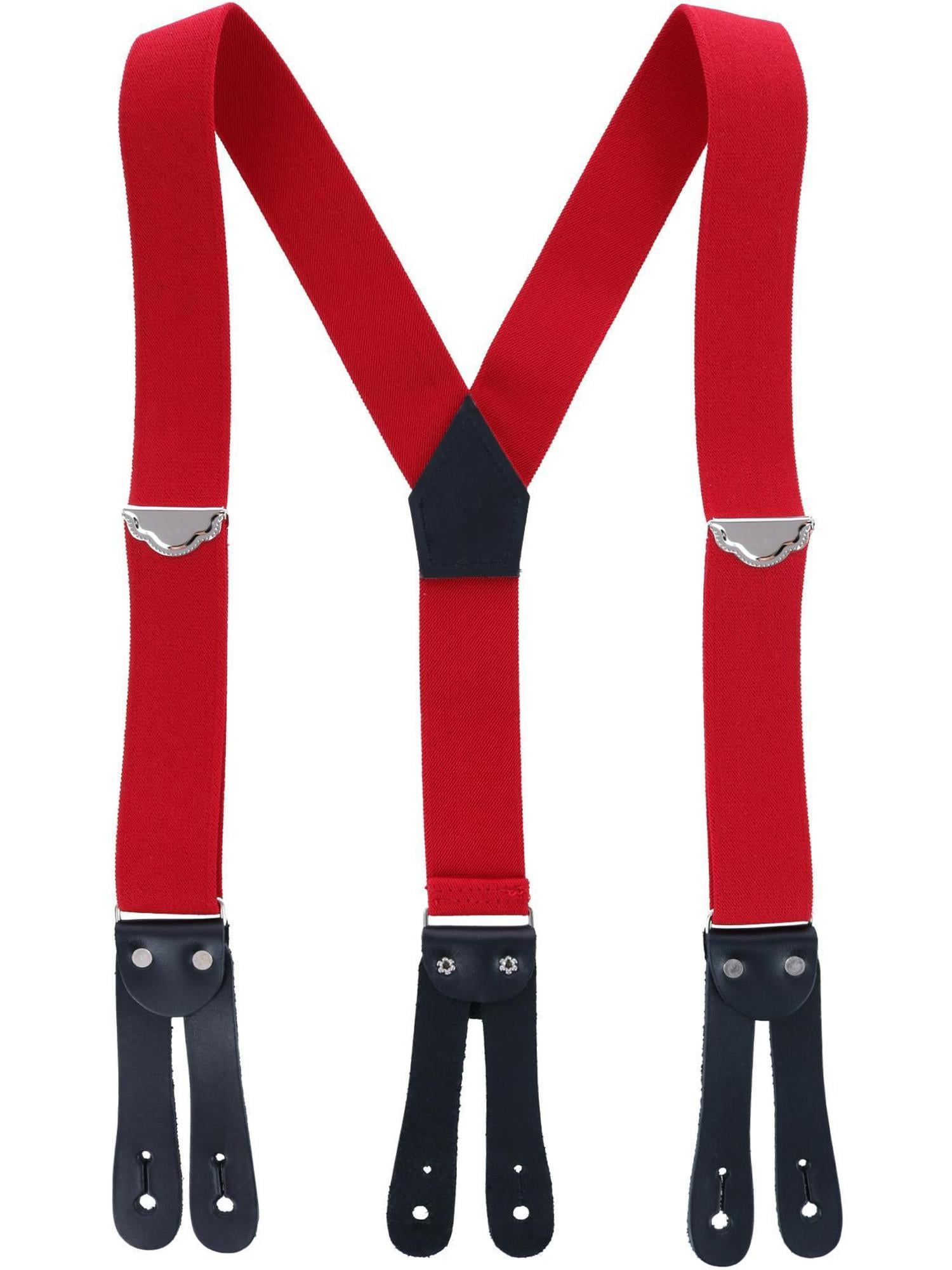 Welch Elastic Button-End Y-Back 1 1/2 Inch Double Face Suspenders (Men ...