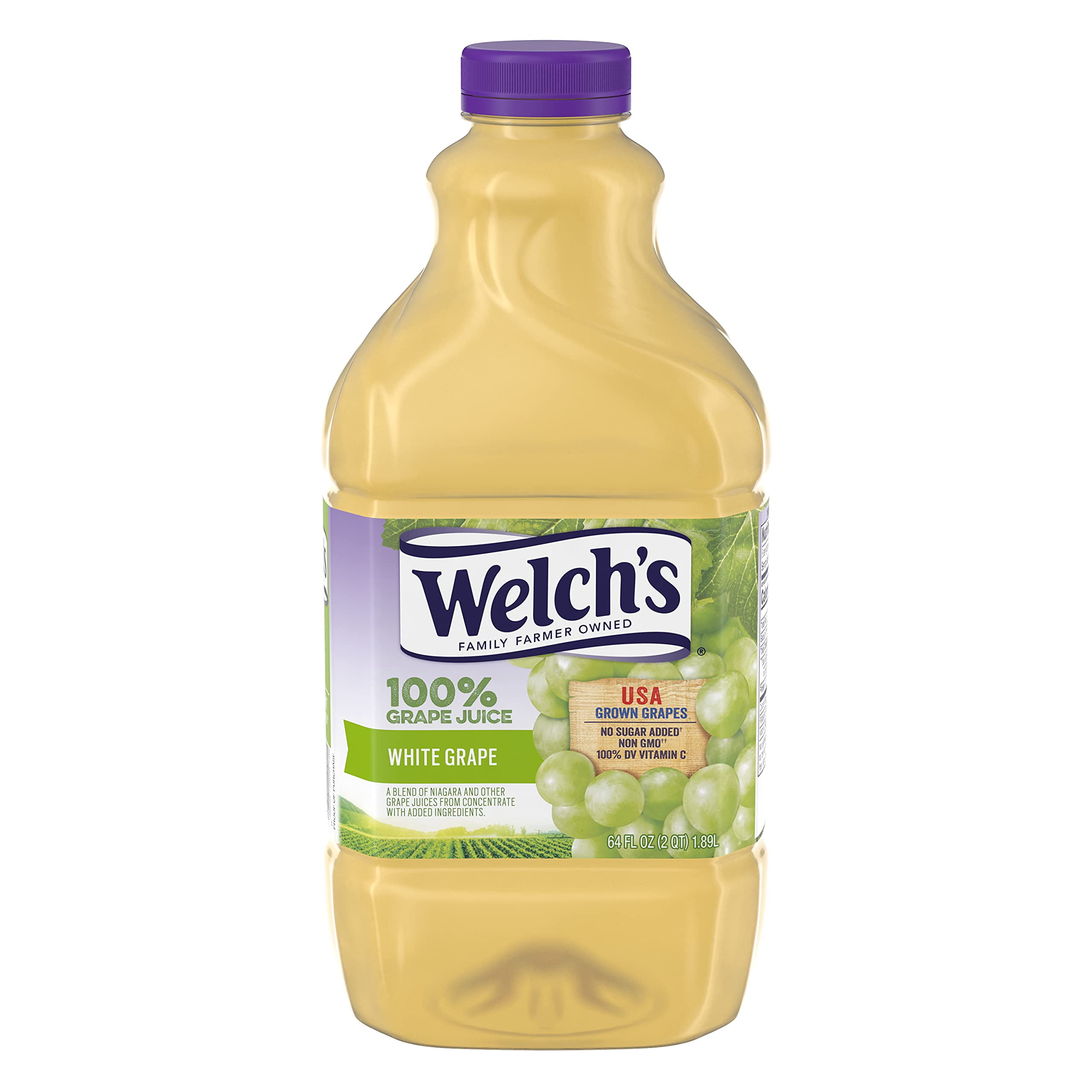 Welch's 100% Niagara Grapes White Grape Juice, 64 fl oz Bottle, Sun ...