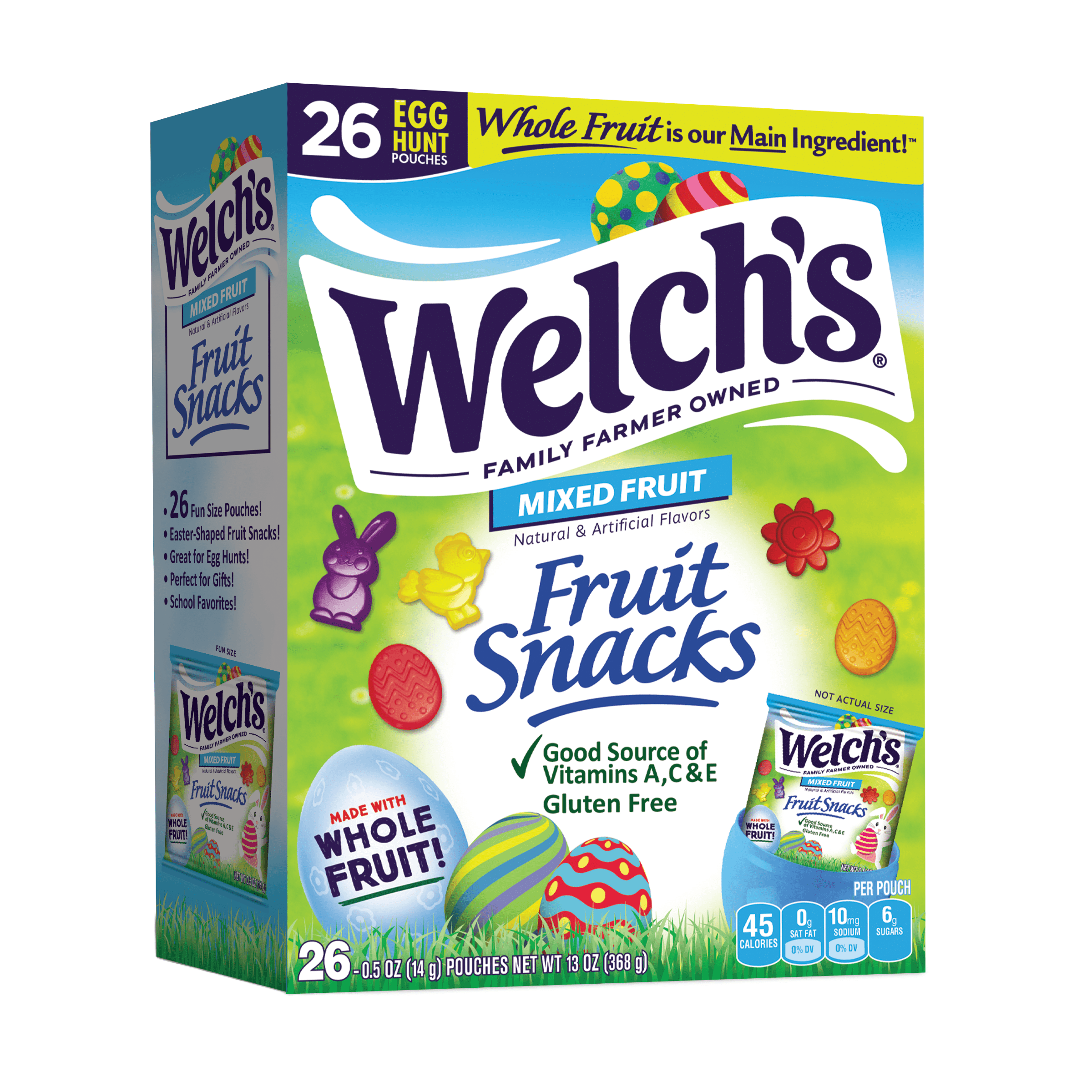 Welch's Easter Mixed Fruit Snacks, Real Fruit Ingredients, 13 oz, 26 Count Bunny Shapes ...