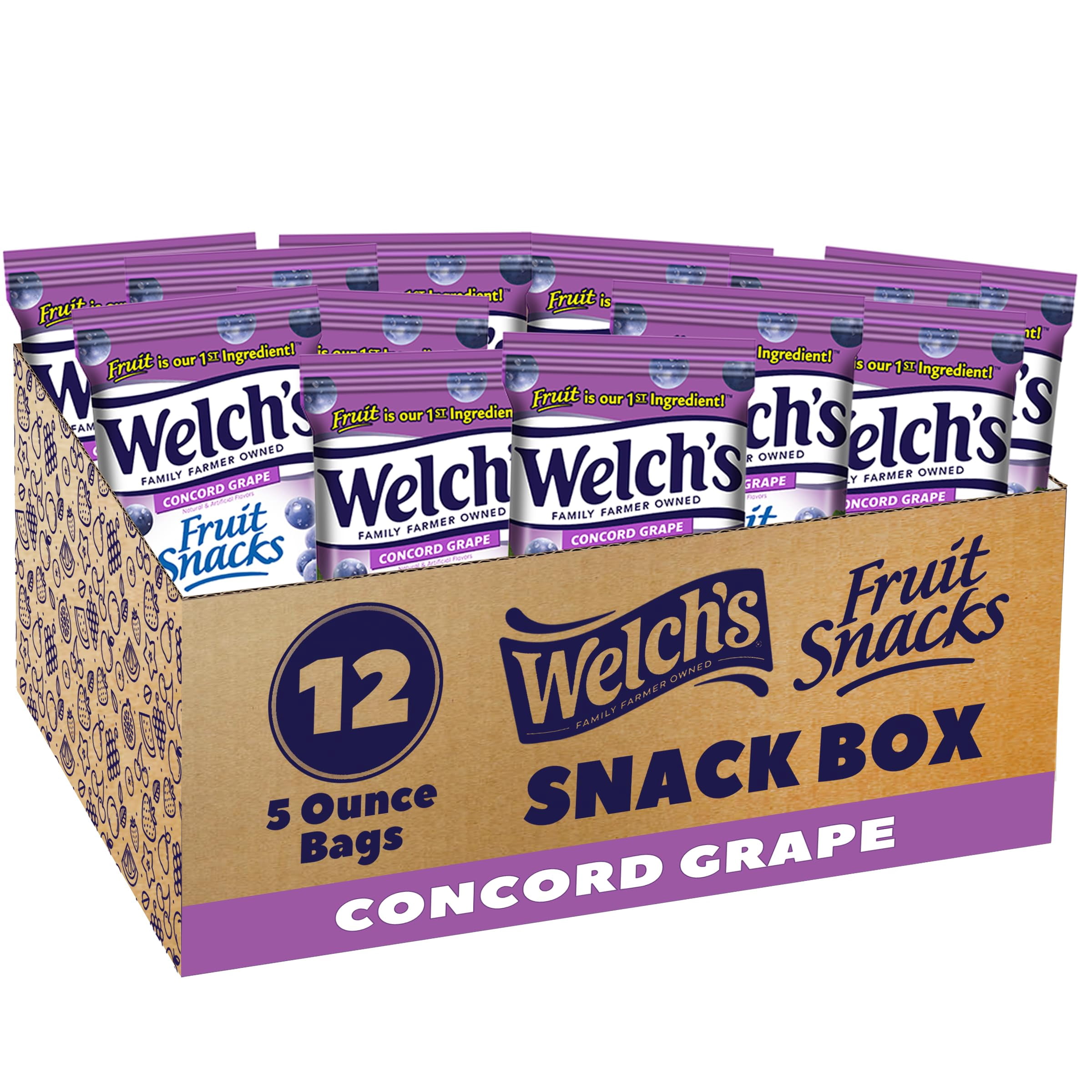 Welch's Fruit Snacks, Concord Grape MDA05 Snack Box, Gluten Free, 5oz ...