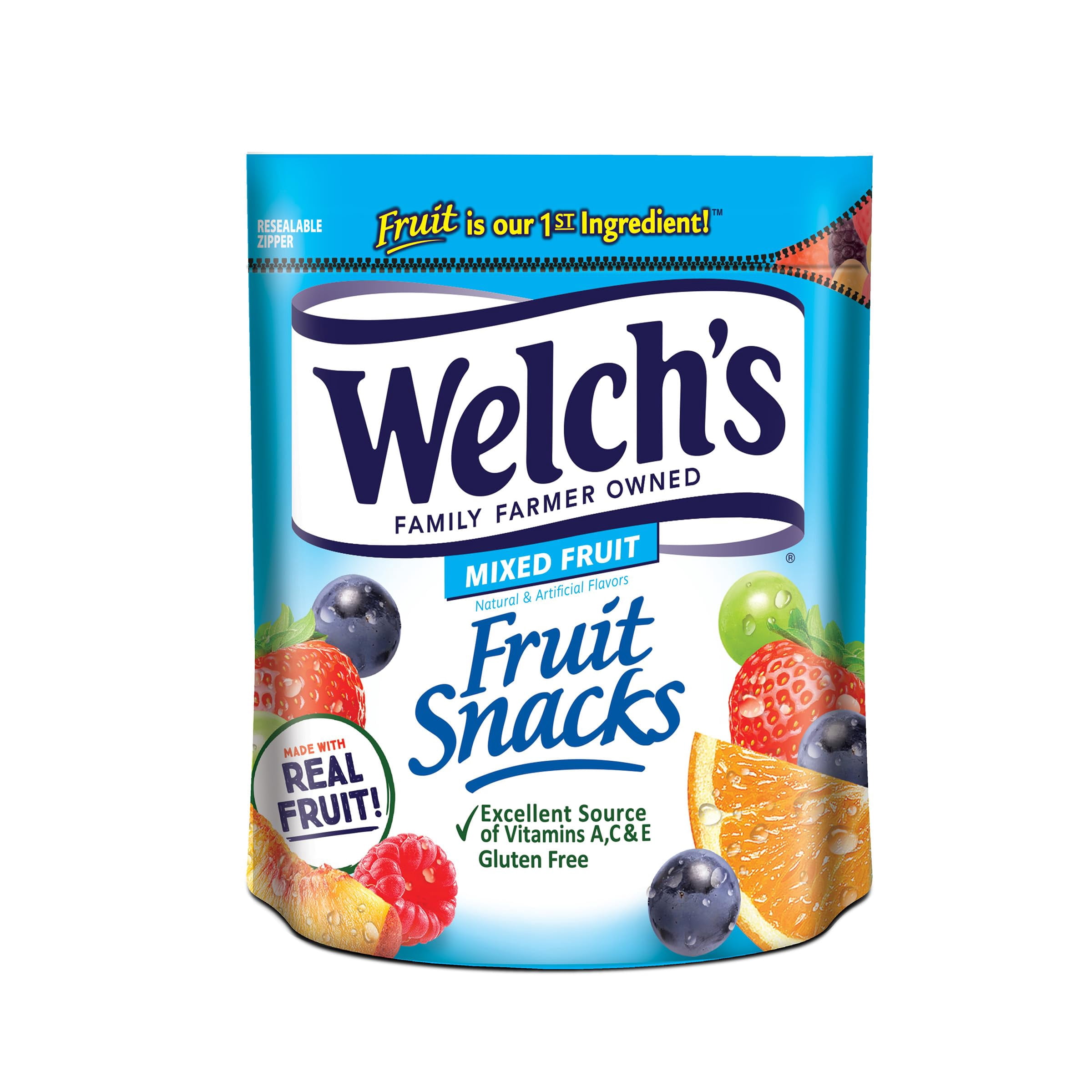 Welch's Fruit Snacks, Mixed MFF30 Fruit Resealable Snack Pack, Gluten ...