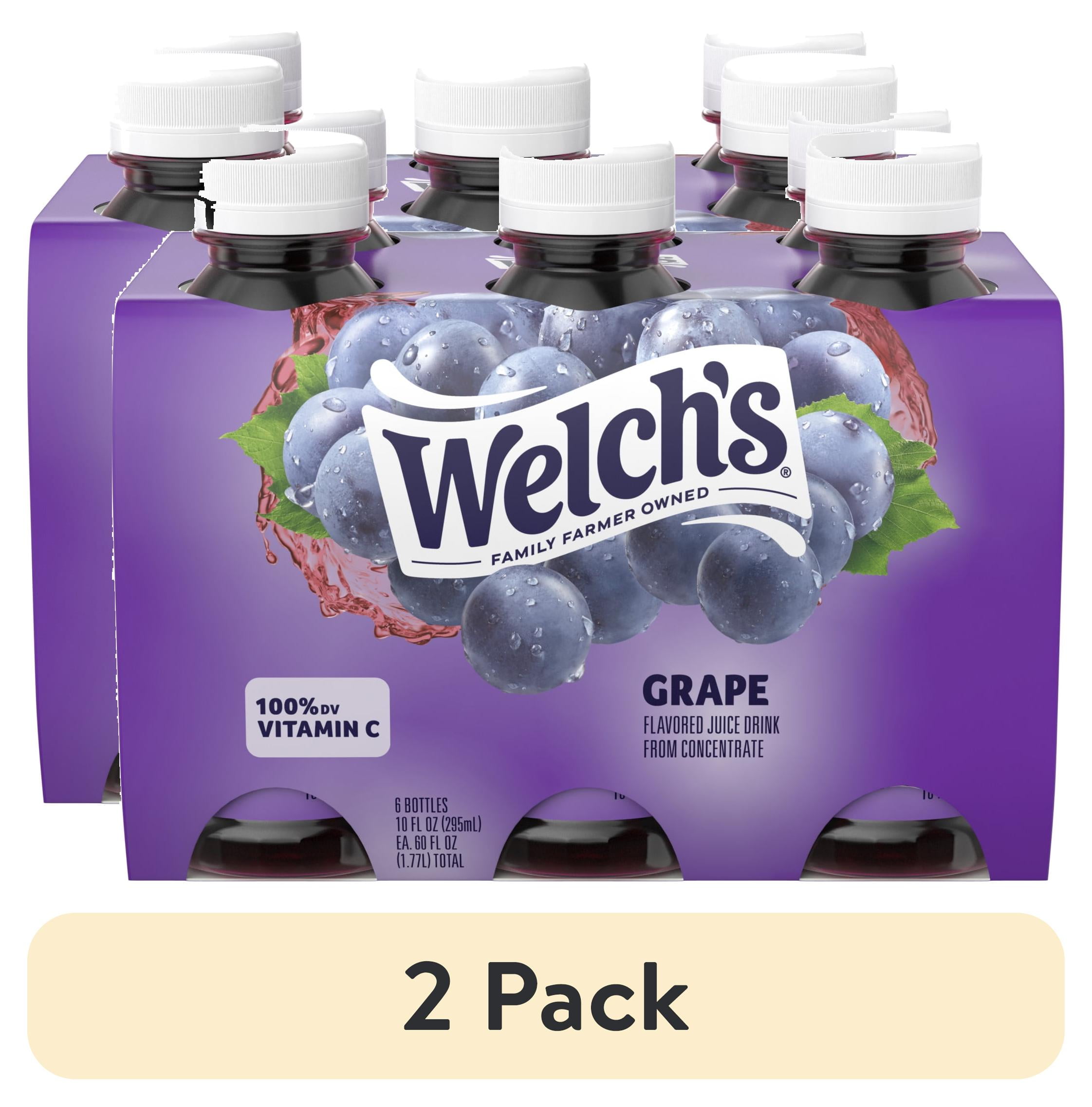 (2 pack) Welch's Grape Juice Drink, 10 fl oz On-the-Go Bottle (Pack of ...