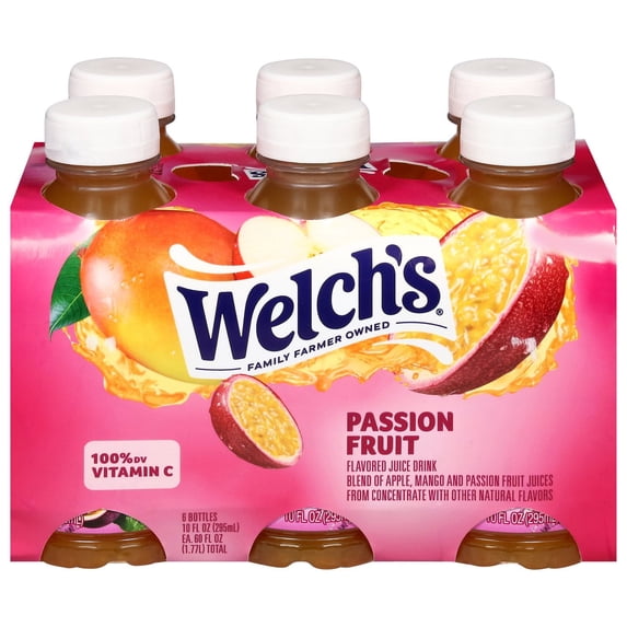 Welch's Passion Fruit Juice 6 Pack Bottles 10 oz Made with Real Fruit ...