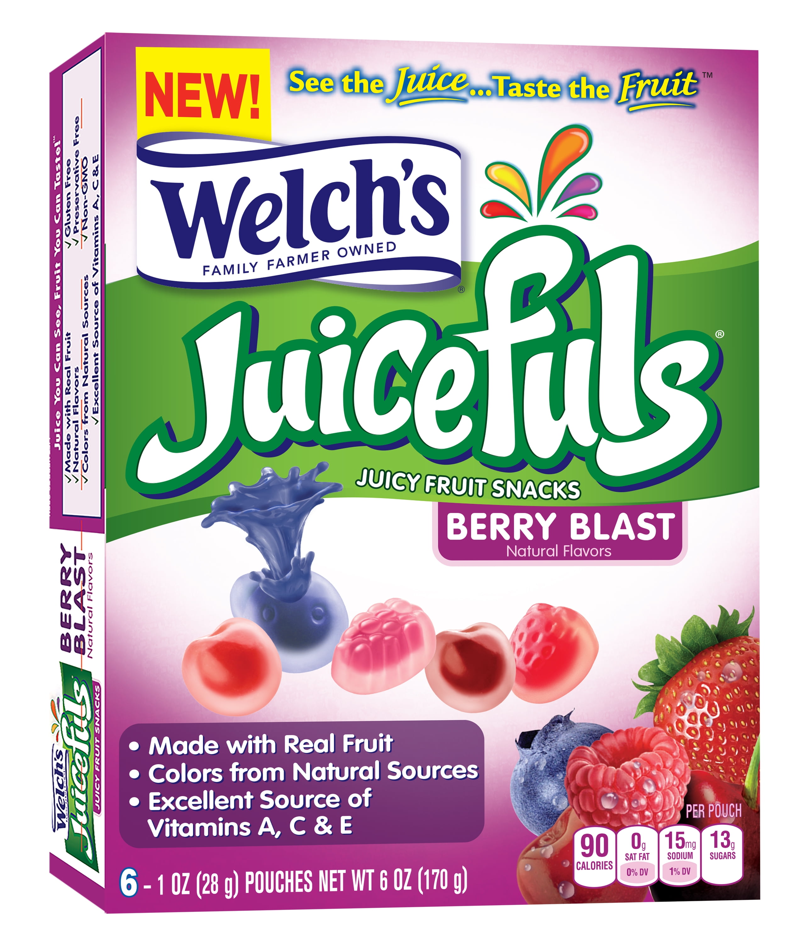 Welch's Juicefuls Berry Blast, Fruity Filled Fruit Snacks, 1 Ounce, 6 ...
