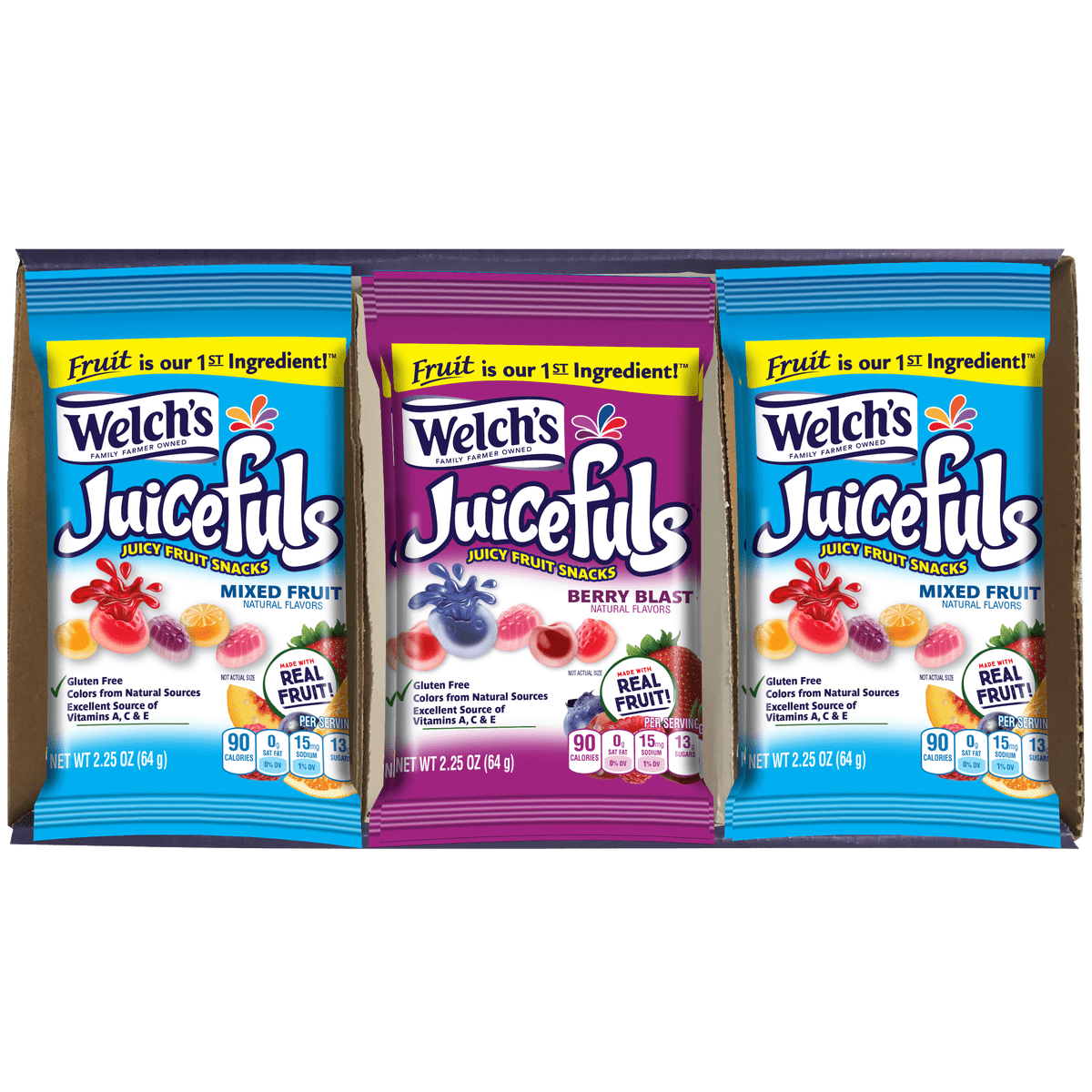 Welch's Juicefuls Juicy Fruit Snacks, Variety Pack, 2.25 ounce (64g) 15 ...