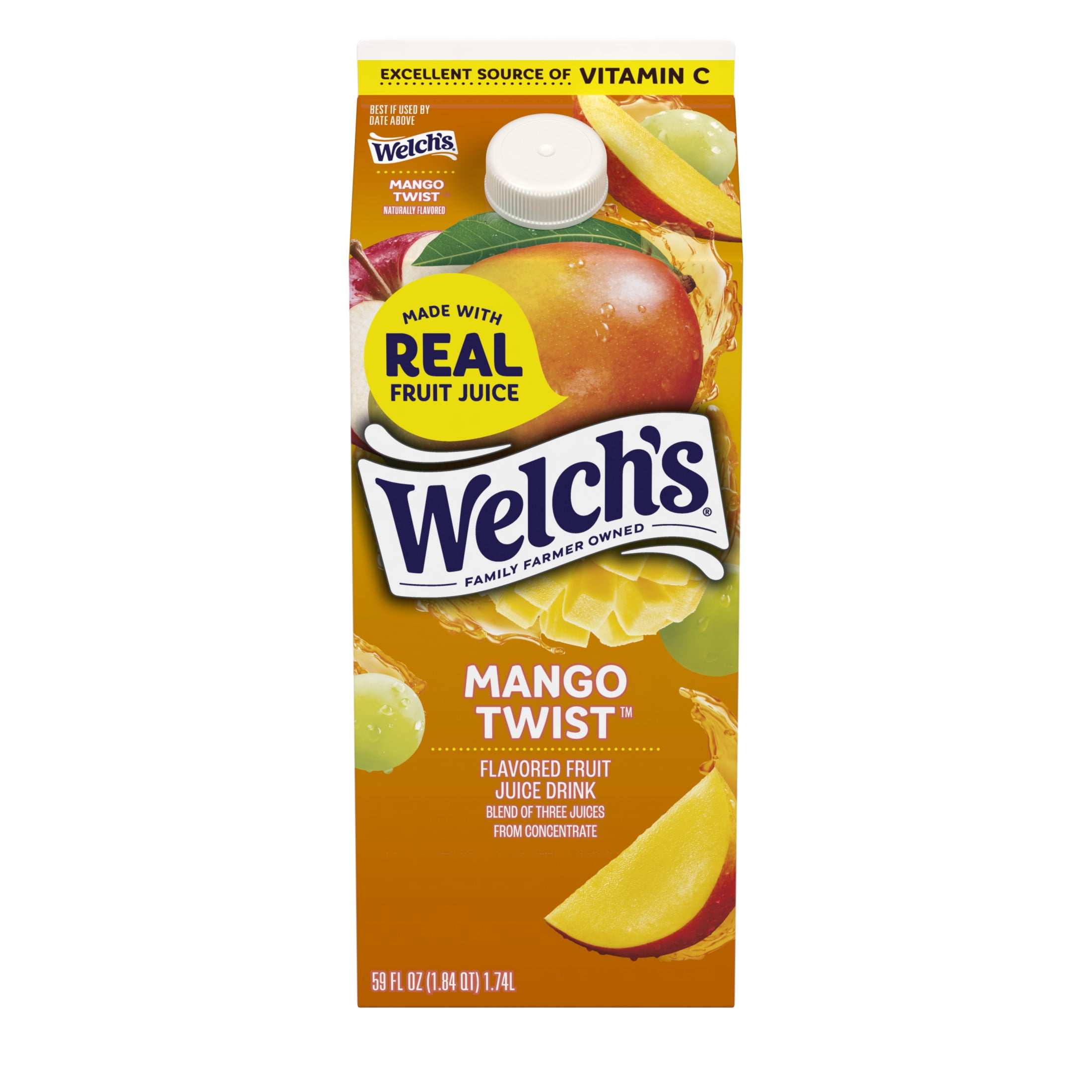 Welch's Mango Twist Fruit Juice Drink, 59 fl oz, Real Fruit Juice, 20% ...
