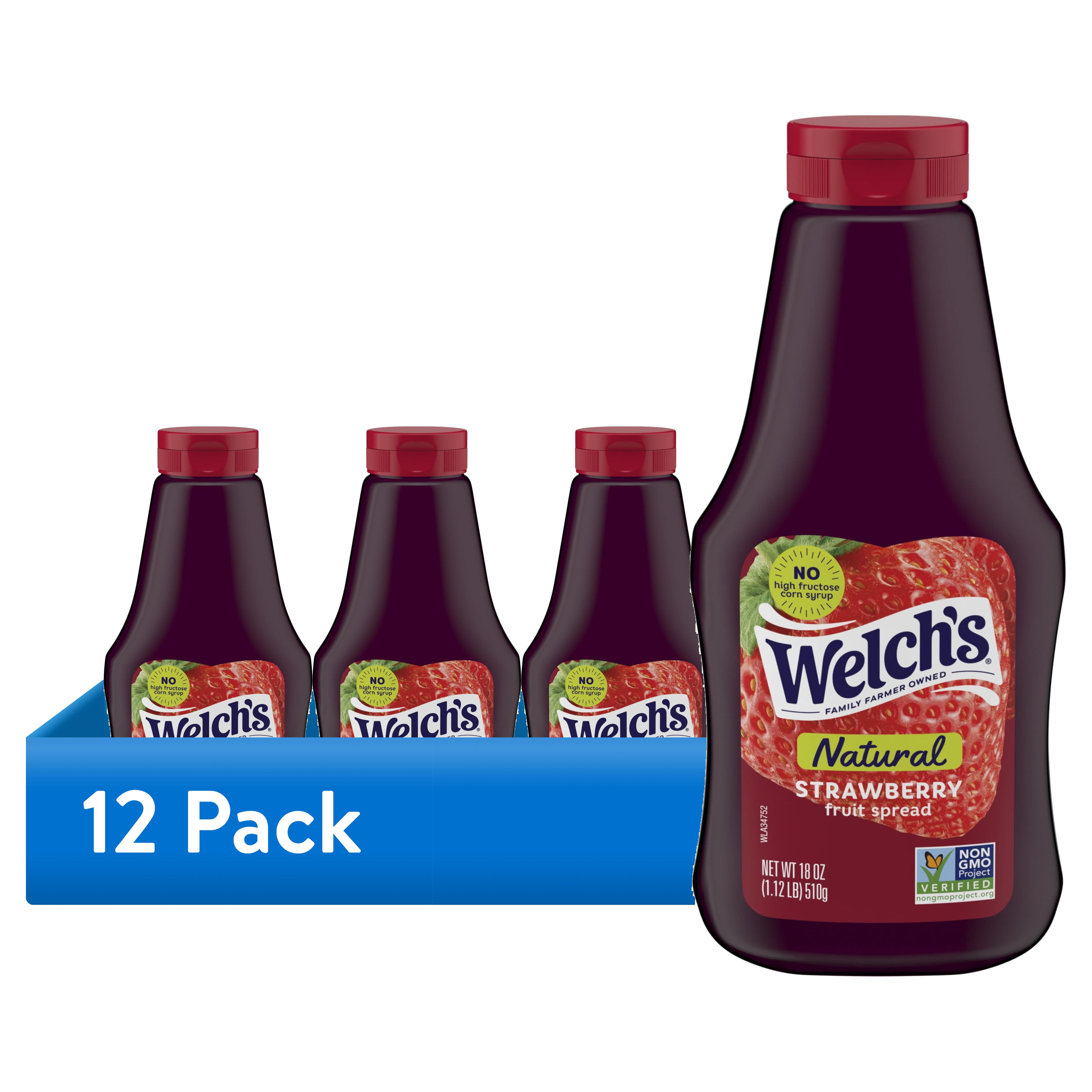 (12 pack) Welch's Natural Strawberry Spread, 18 oz Squeeze Bottle ...