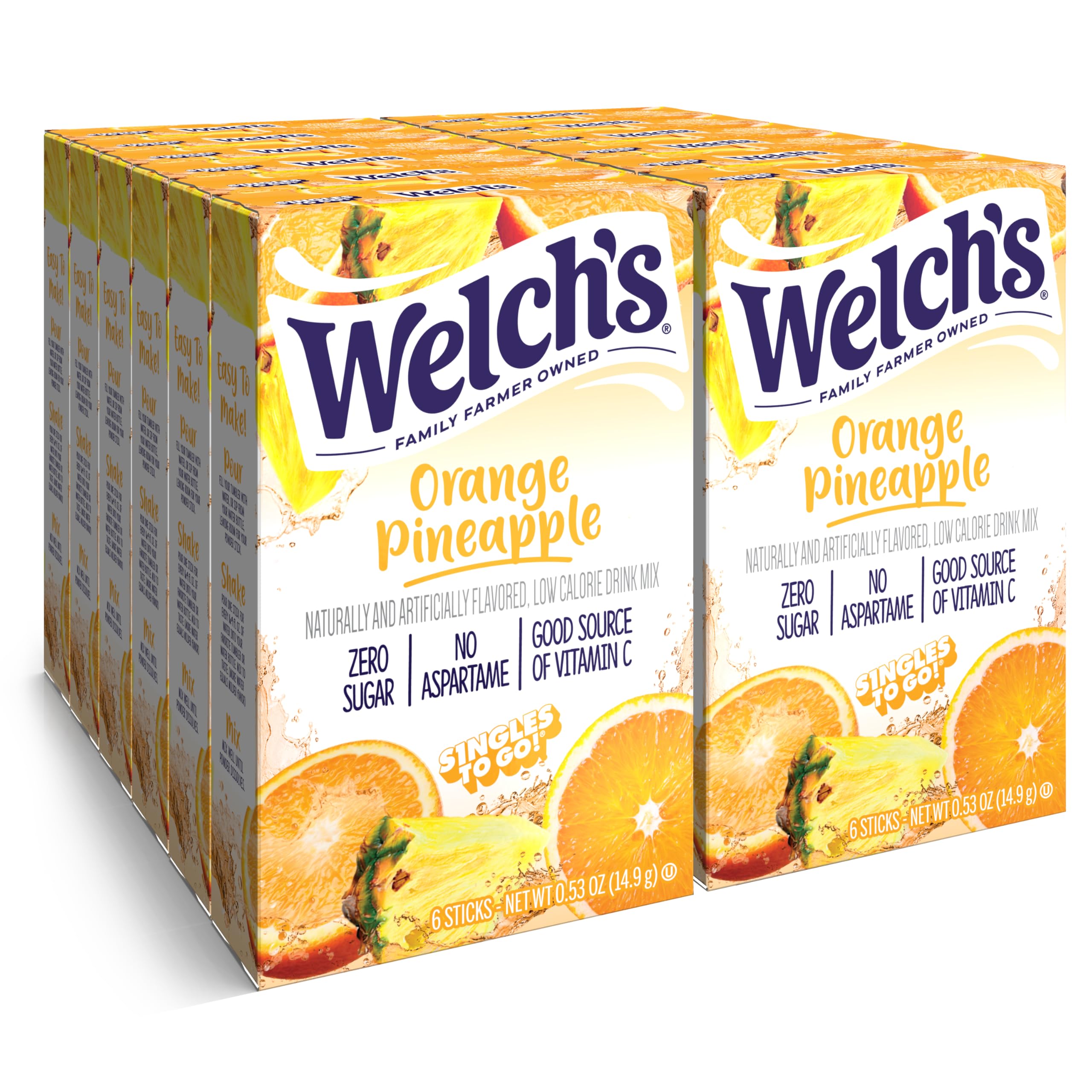 Welch's Singles To Go Water Drink Mix - Powder Sticks, 12 Boxes with 6 ...