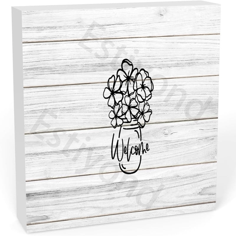 Welcome 2 Wooden Box Sign Decorative Motivational Gifts Wooden Block ...