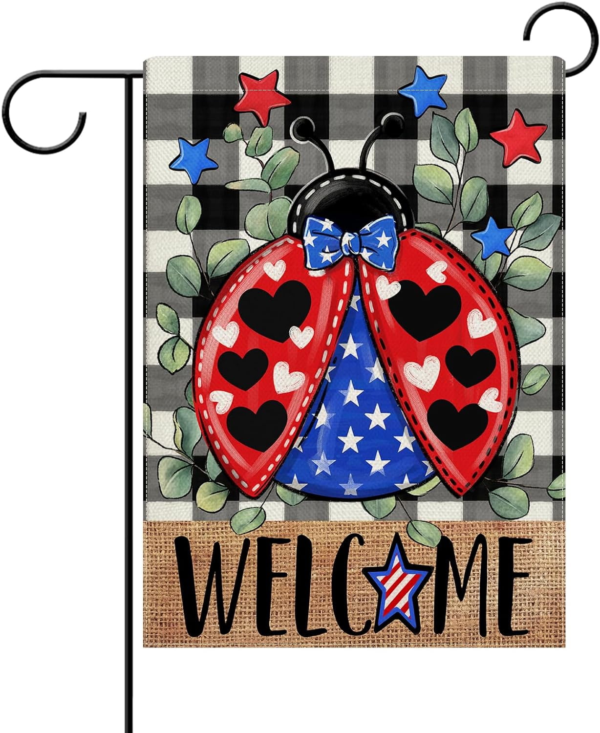 Welcome 4th of July Ladybug Patriotic Decorative Garden Flag, America ...