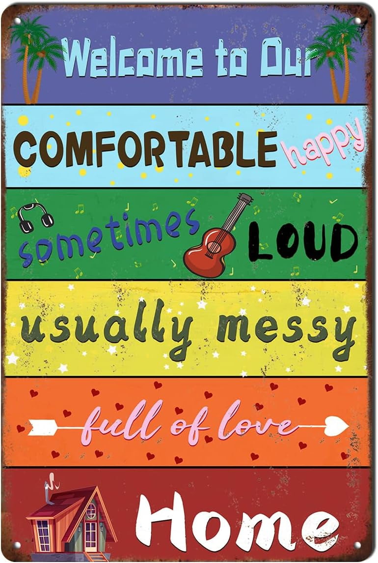 Welcome 8 x 12 in Metal Tin Sign - for Front Door Seasonal Farmhouse ...