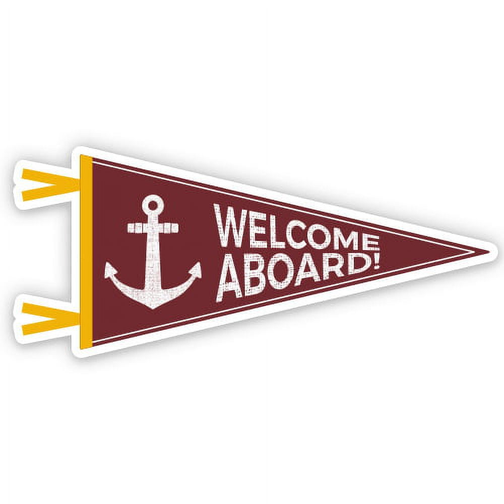 Welcome Aboard Pennant Captain Nautical - 12" Vinyl Sticker Waterproof ...