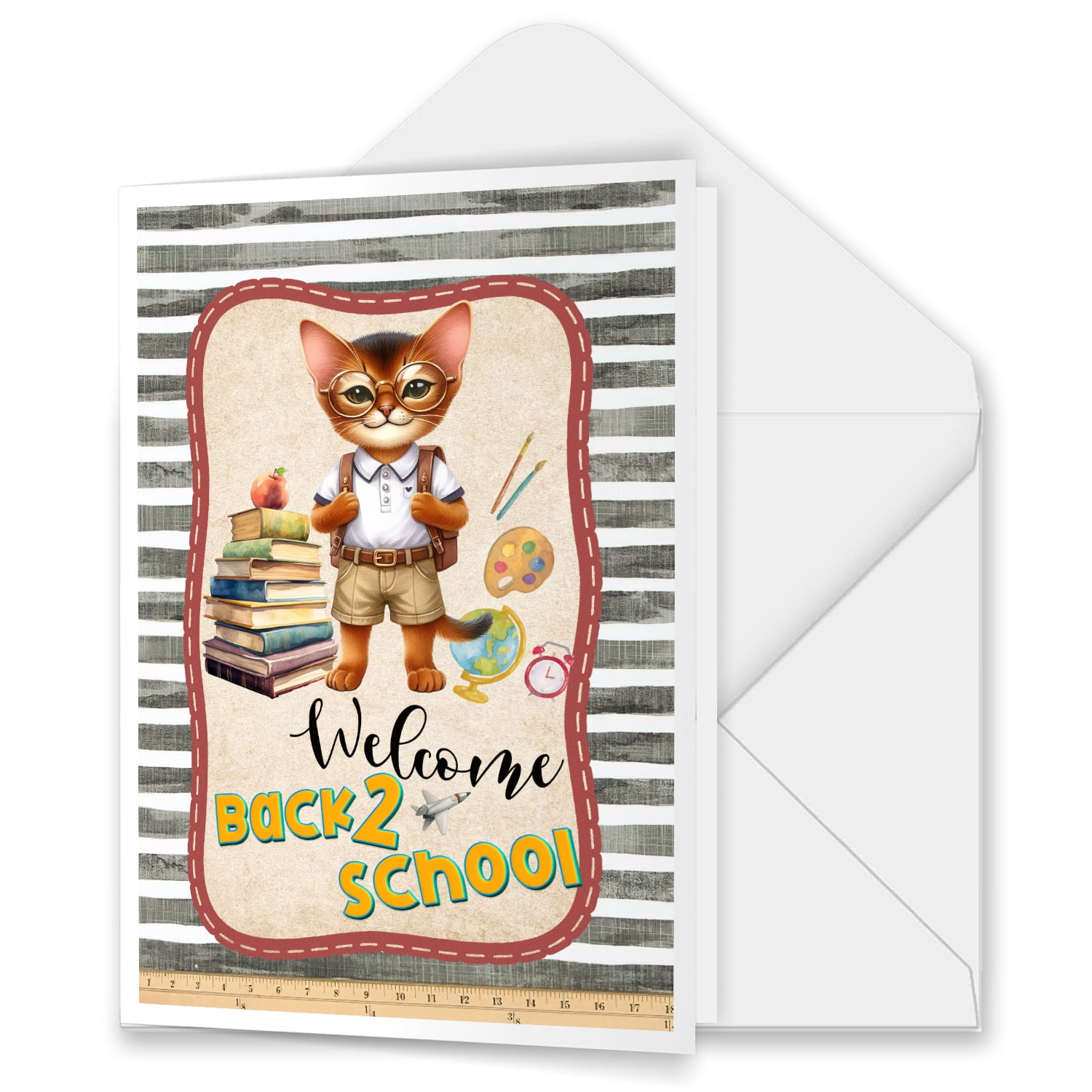 Welcome Abyssinian Back to School Vintage Retro 5x7in Folded Greeting ...
