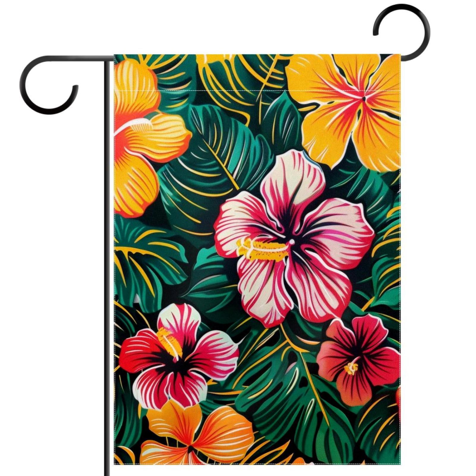 Welcome Aesthetic Jungle Hawaiian Pattern Garden Flag, Vertical Double ...