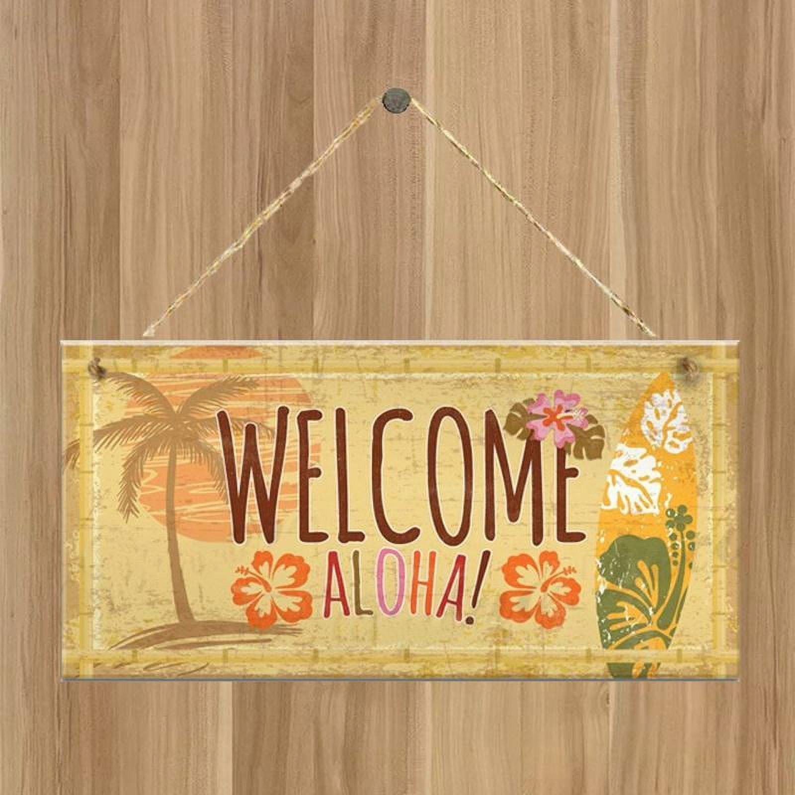 "Welcome Aloha" Wooden Wall Hanging Sign for Home Decoration and Door ...