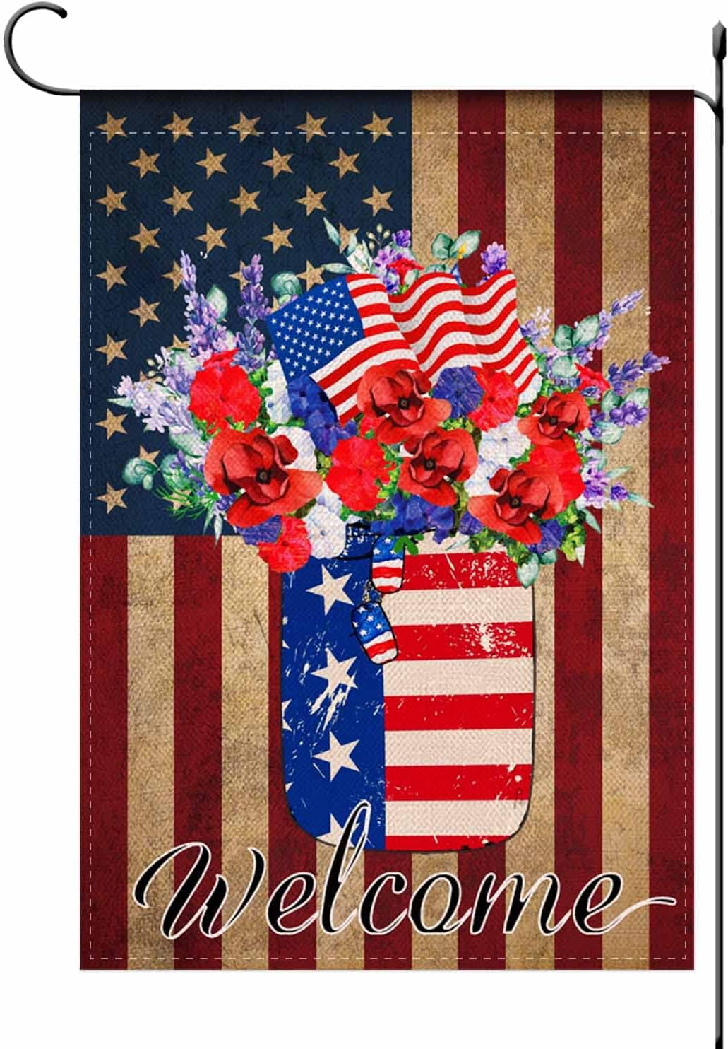 Welcome America Flowers Patriotic Garden flag,Seasonal Holiday Gift ...