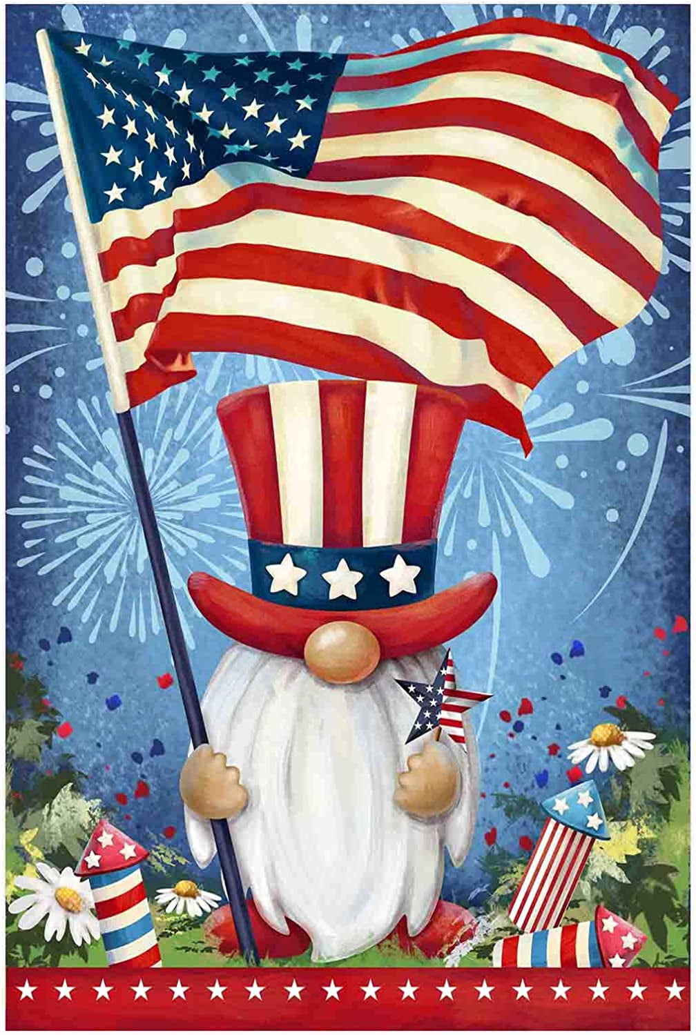 Welcome American Gnomes House Flag 4th of July Patriotic Memorial Day ...