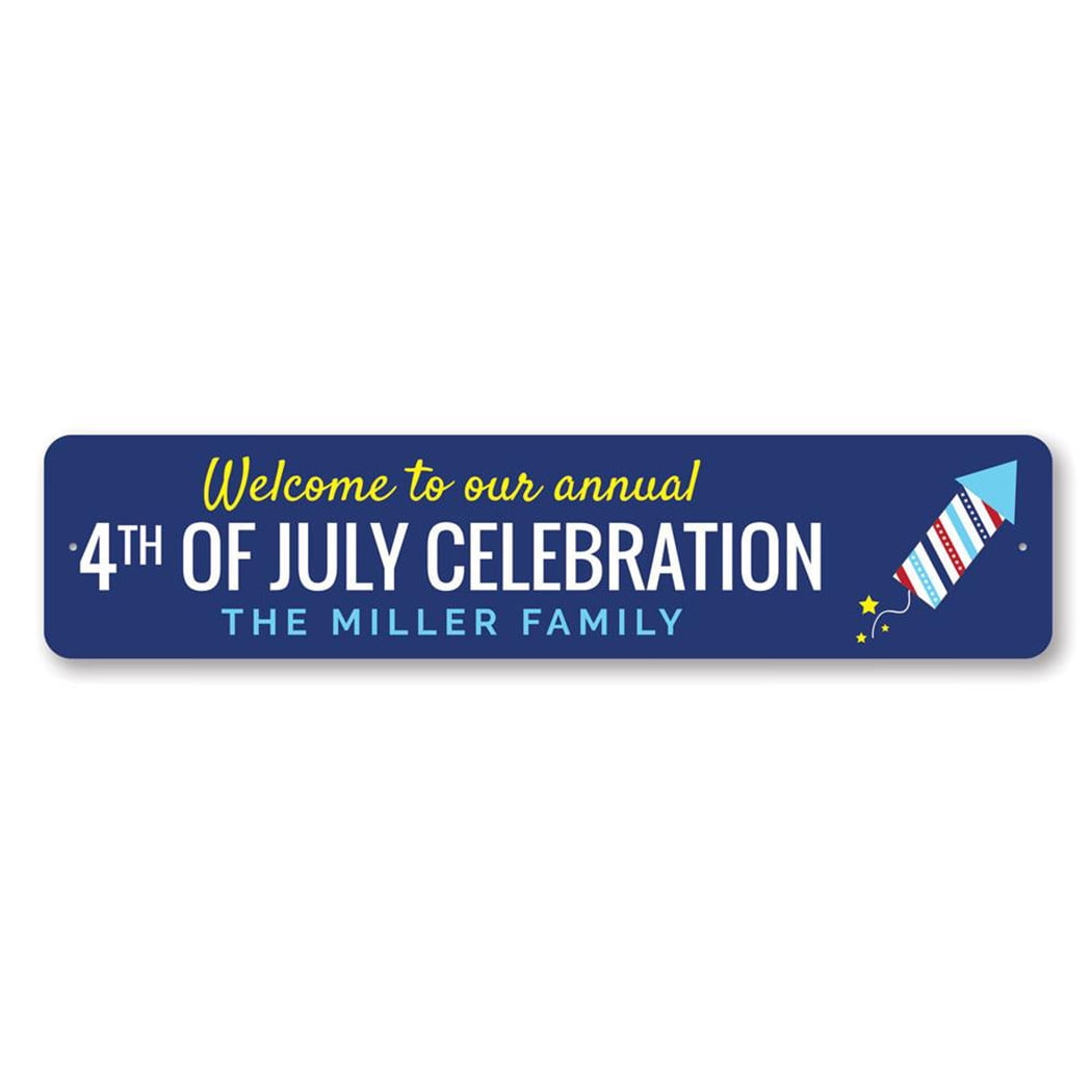 Welcome Annual 4th of July Celebration Sign, Custom Family Name Sign ...
