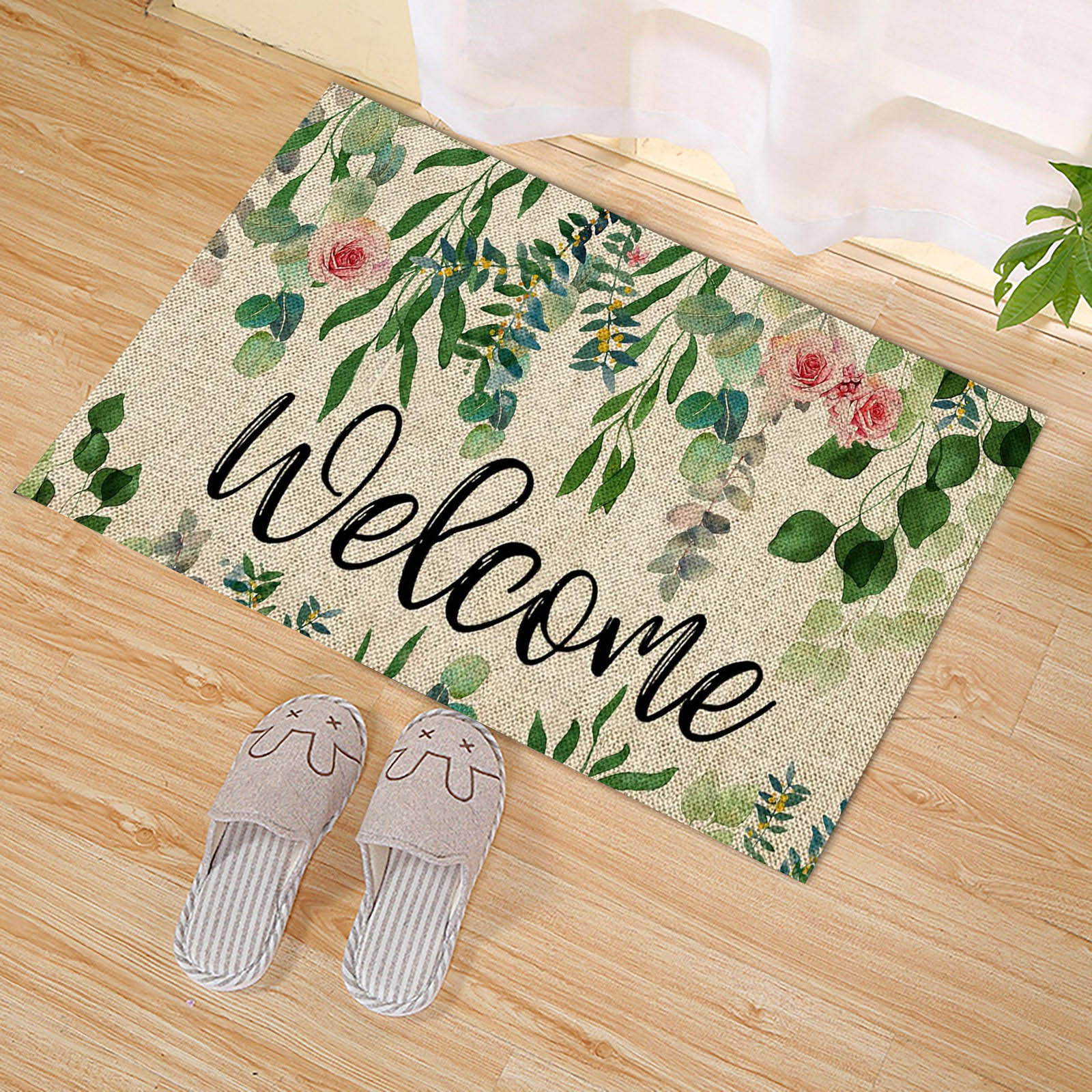 Welcome Autumn Doormats Branches And Leaves Doormats Indoor And Outdoor ...