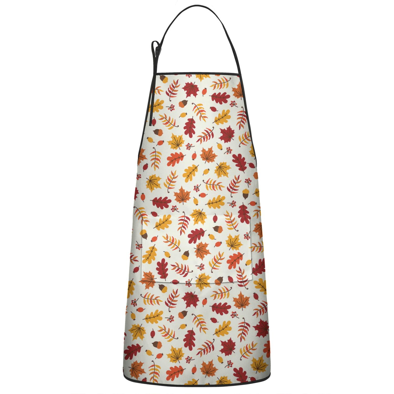 Welcome Autumn Maple Leaves Bib Apron with Pocket Chemical Work Apron ...