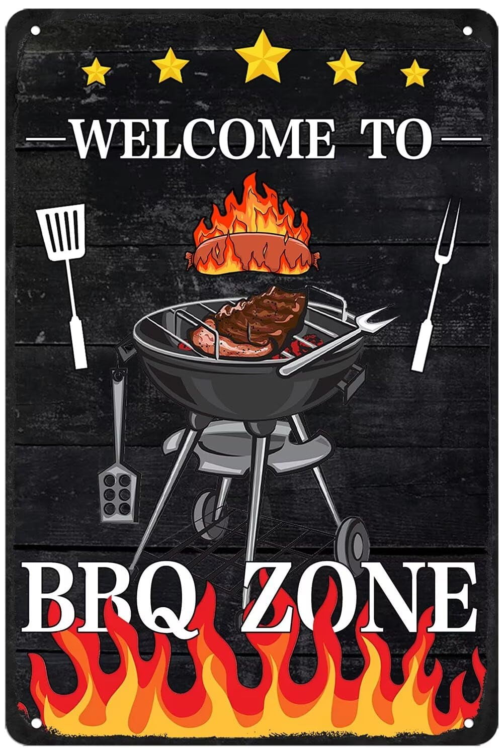 Welcome to BBQ Zone Tin Sign Vintage BBQ Metal Sign BBQ Signs Grilling ...