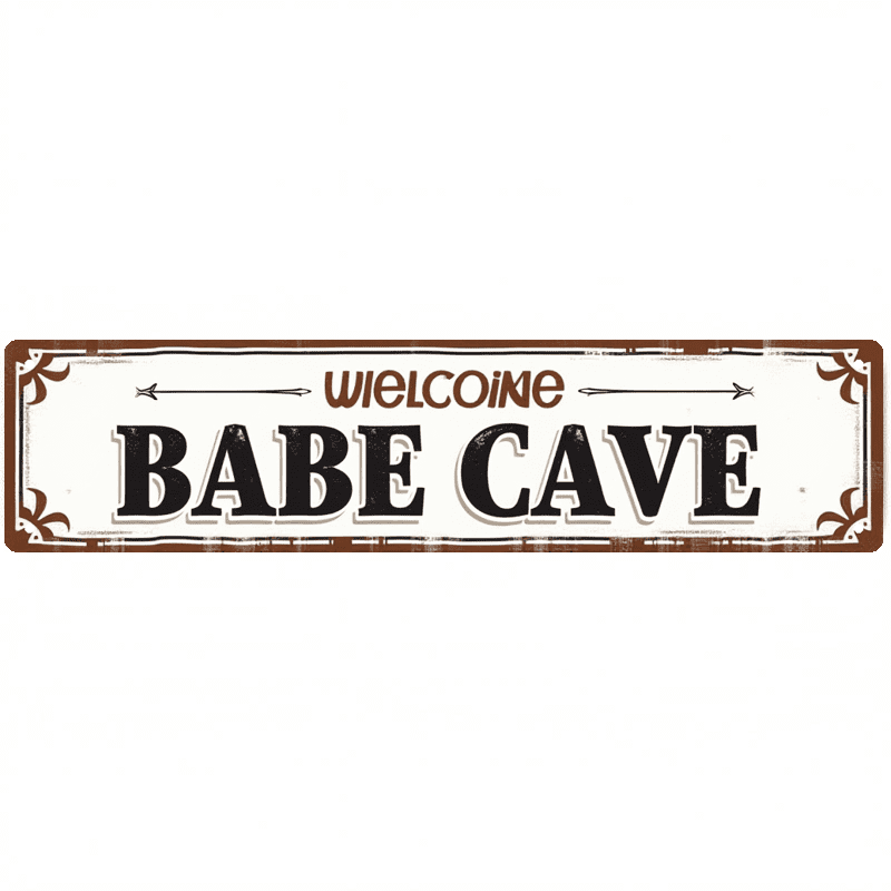 "Welcome Babe Cave" Tin Sign - 16x4 Inches Funny Decor for Wall, Ideal ...