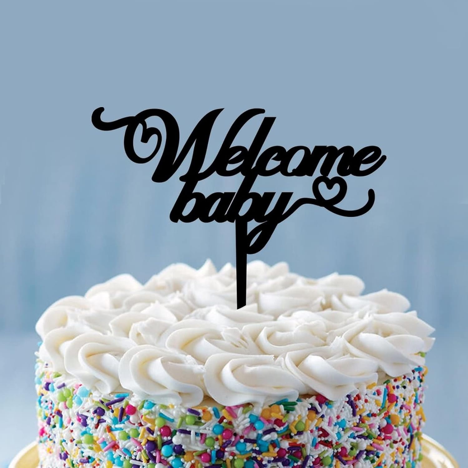 Welcome Baby,Baby Shower Cake Toppers, Black Acrylic Cake Topper ...