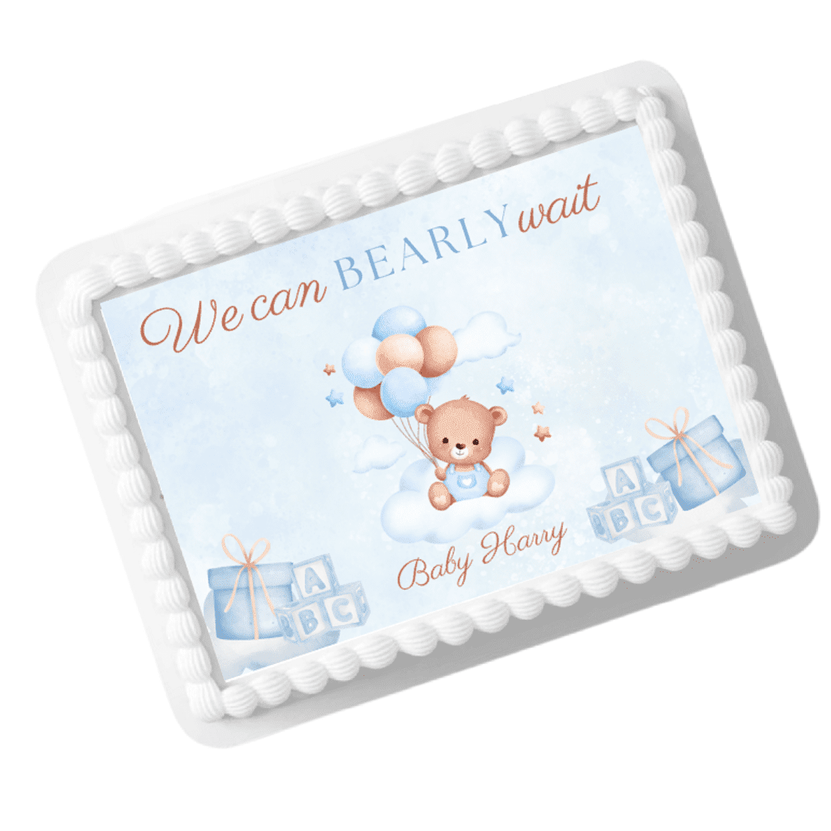 Baby Shower I Can Bearly Wait Cake Decoration Topper Edible Frosting ...