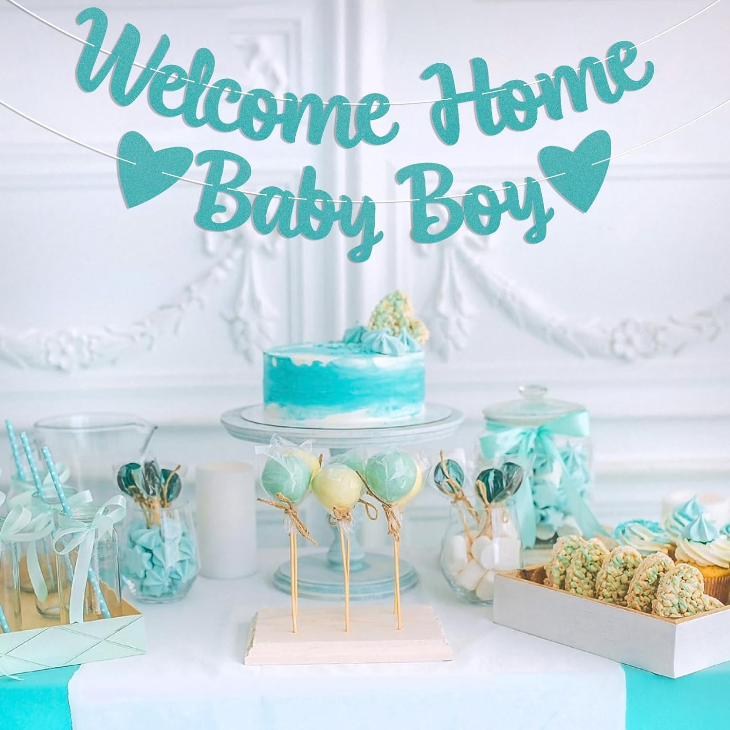 Welcome Baby Boy Banner for Baby Shower, Gender Reveal Baby Shower ...
