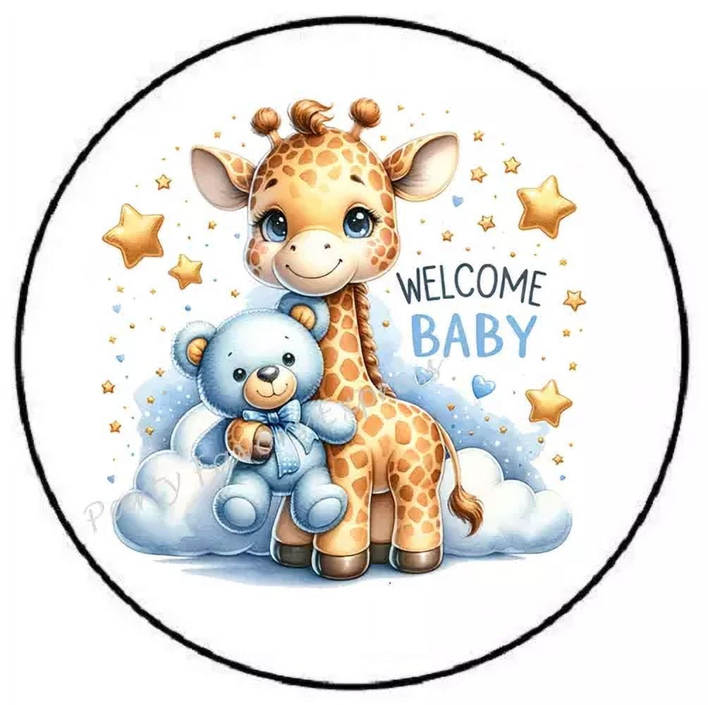 Welcome Baby Giraffe Baby Shower Sticker Party Favors Sticker Envelope ...