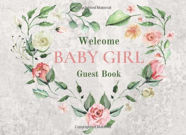 Pre-Owned Welcome Baby Girl | Guest Book: Rose Floral Baby Shower ...