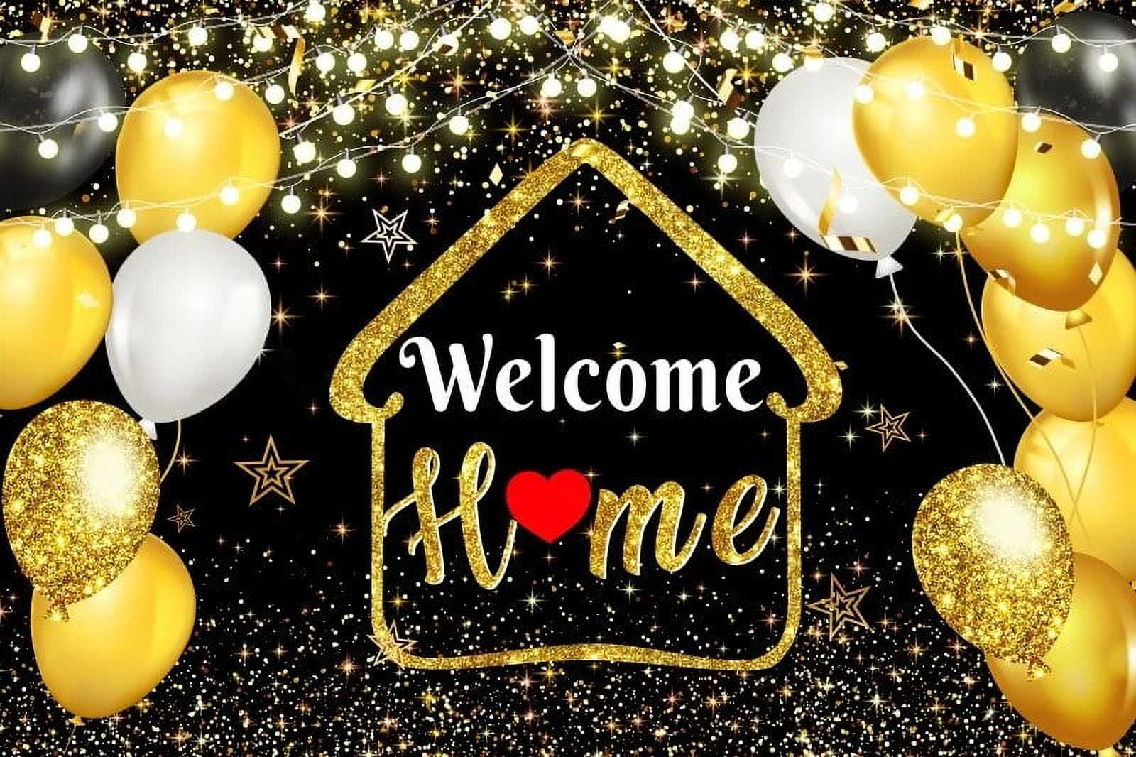 Welcome Back Backdrop Black Gold Homecoming Welcome Party Decor We ...