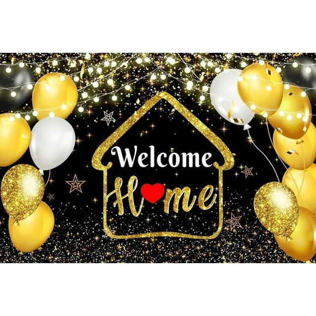 Welcome Back Backdrop Black Gold Homecoming Welcome Party Decor We ...